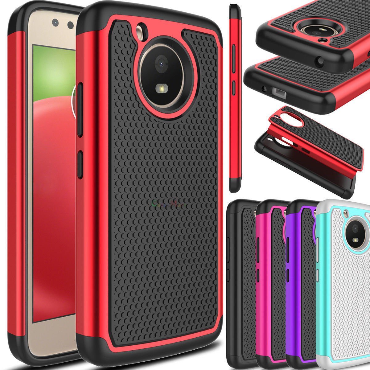 For Motorola Moto E4 (2017)/ G5 Outer Box TPU Matte Armor Hard Phone ...