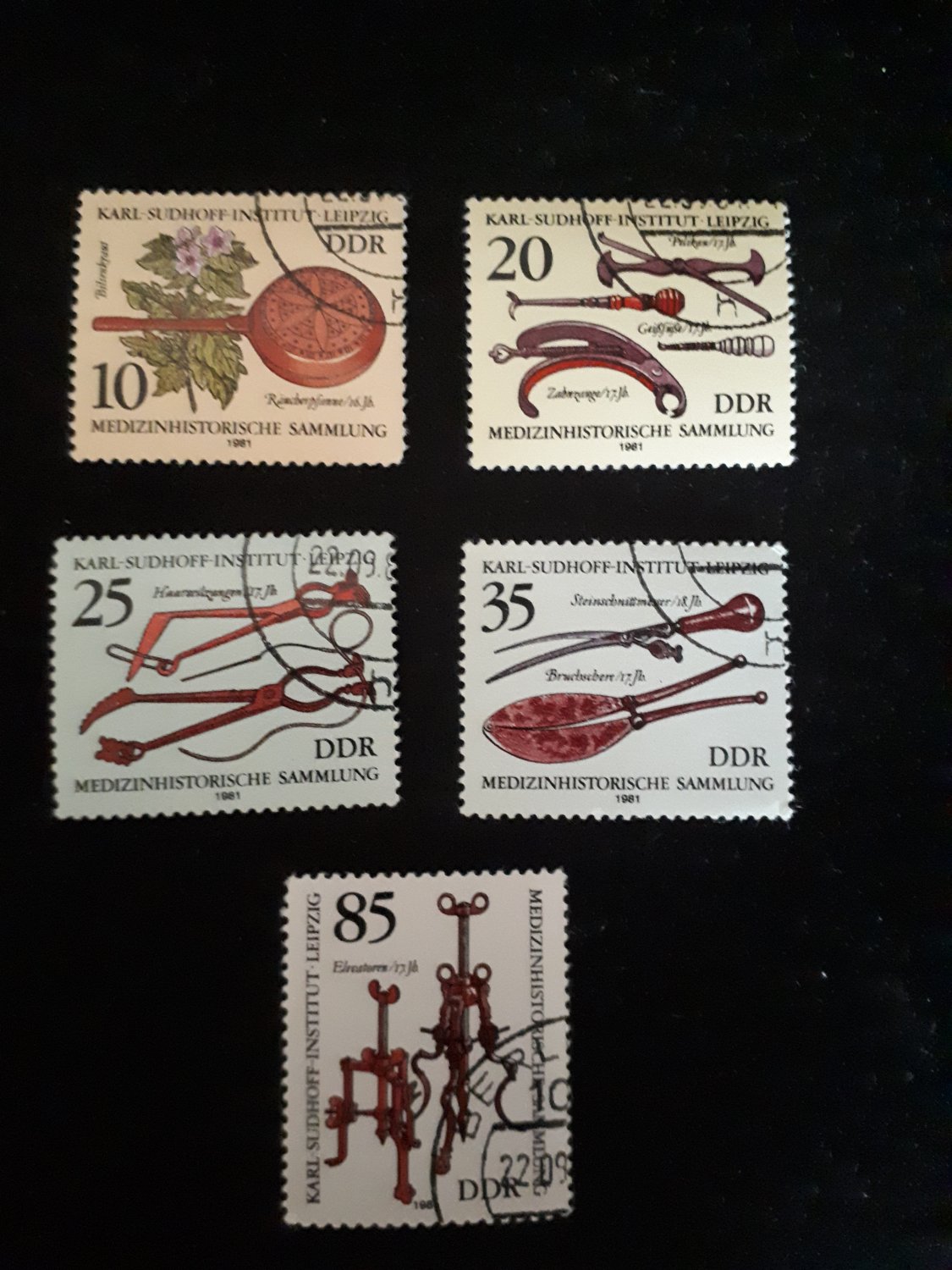 5 postage stamps of DDR