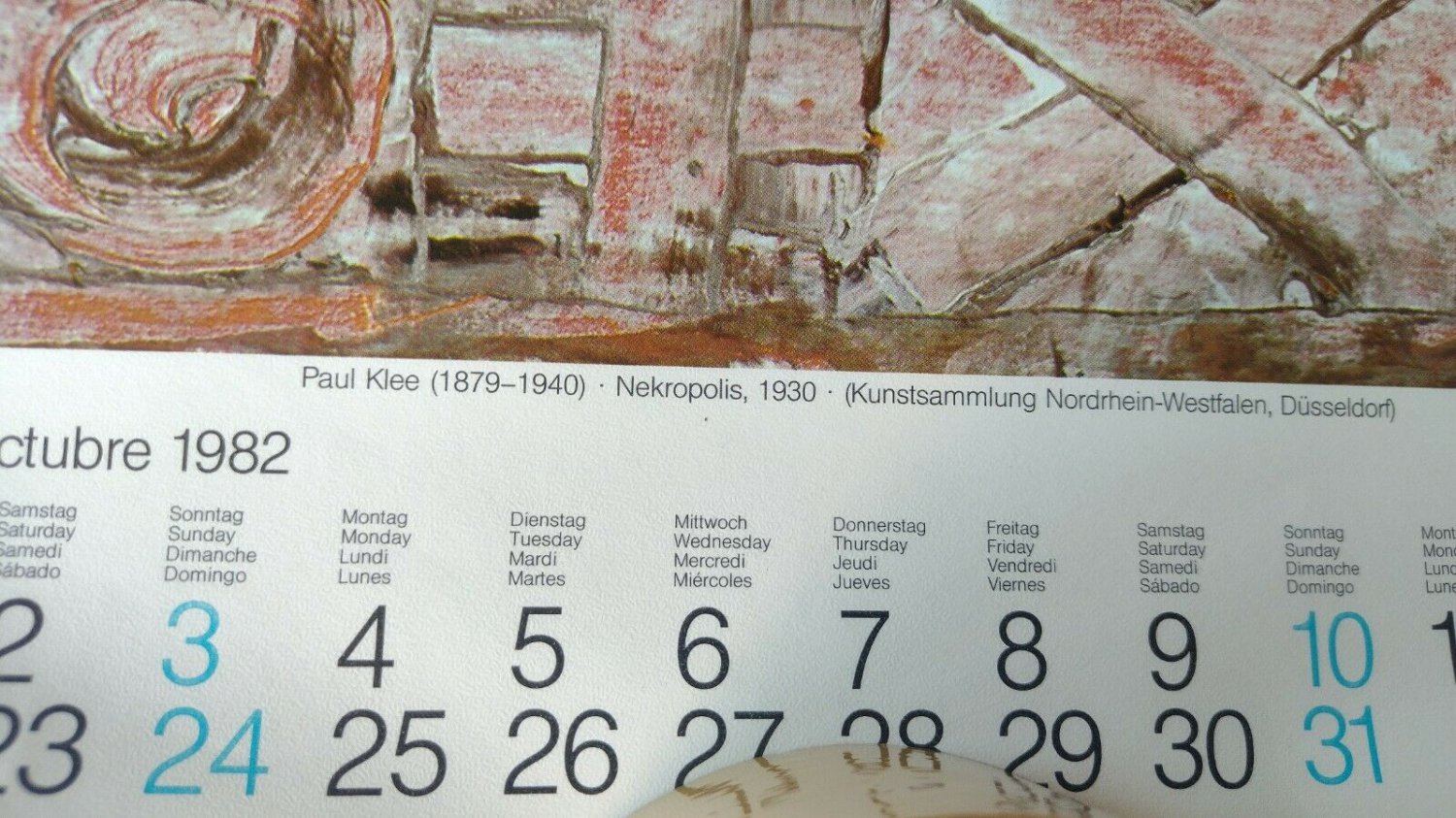 old poster almanac 1982 Paul Klee month Oktober 1982