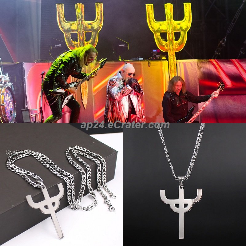 Gothic Punk Judas Priest Necklace Stainless Steel Men's Pendant Merch ...