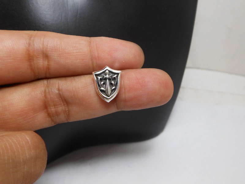 Silver Sword Shield Earrings, Knight Shield Stud Earrings