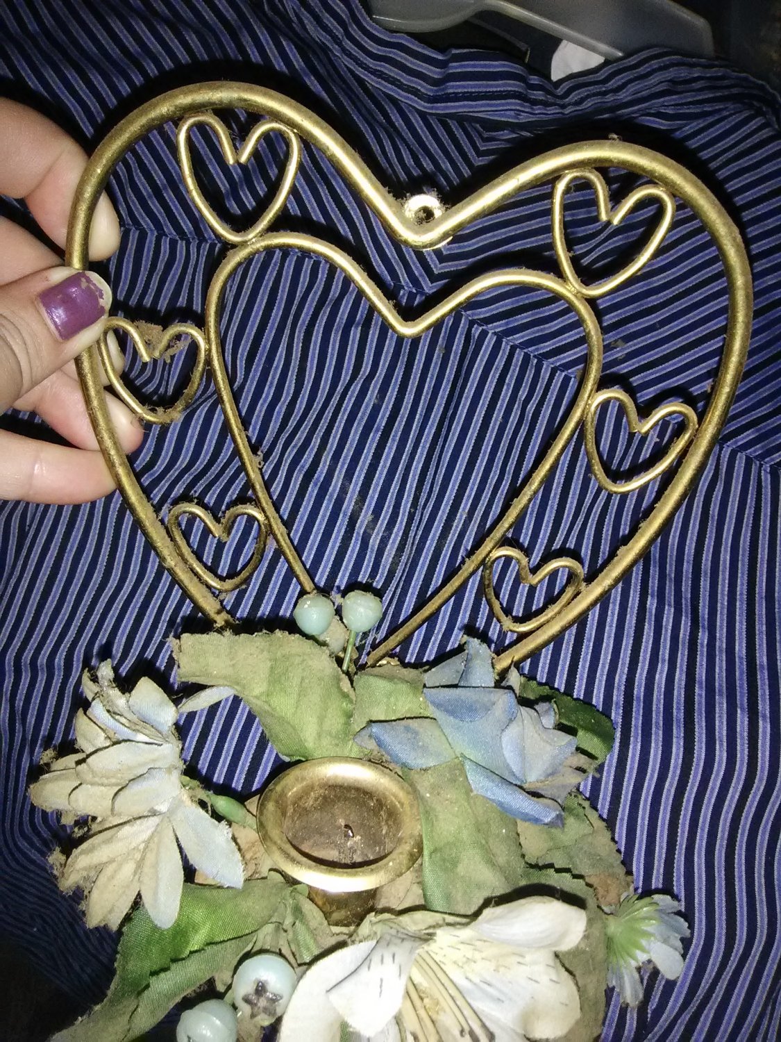 Set of 2 Home Interior Brass Heart Shaped Sconces with heart design