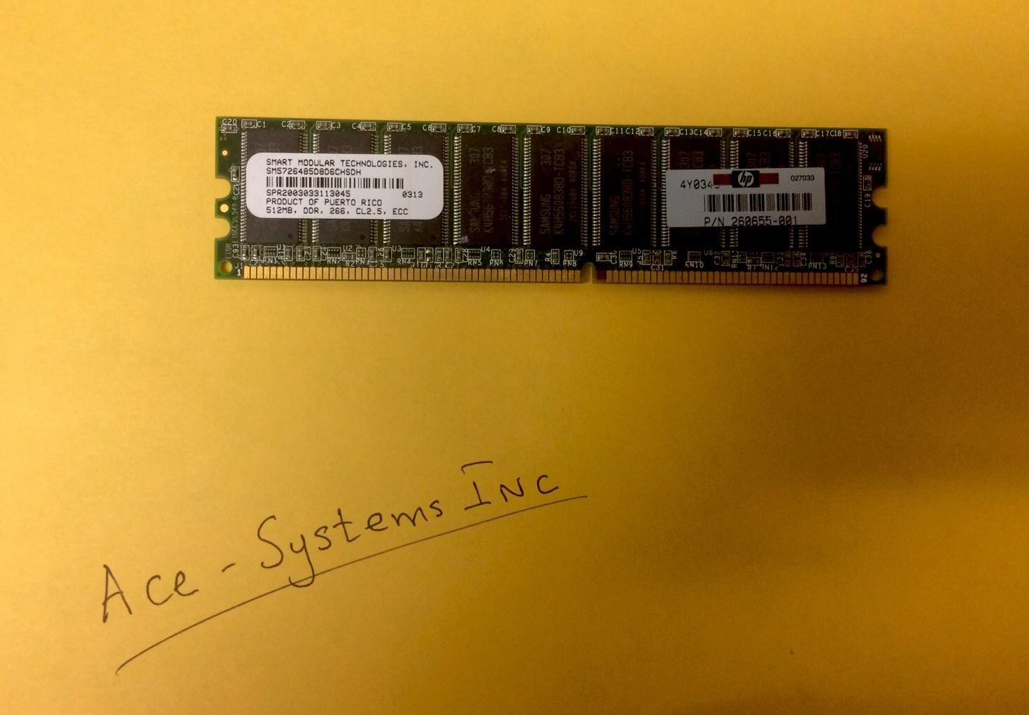 HP / Compaq 260655-001 DDR 512MB PC-2100 ECC 266Mhz RAM Memory