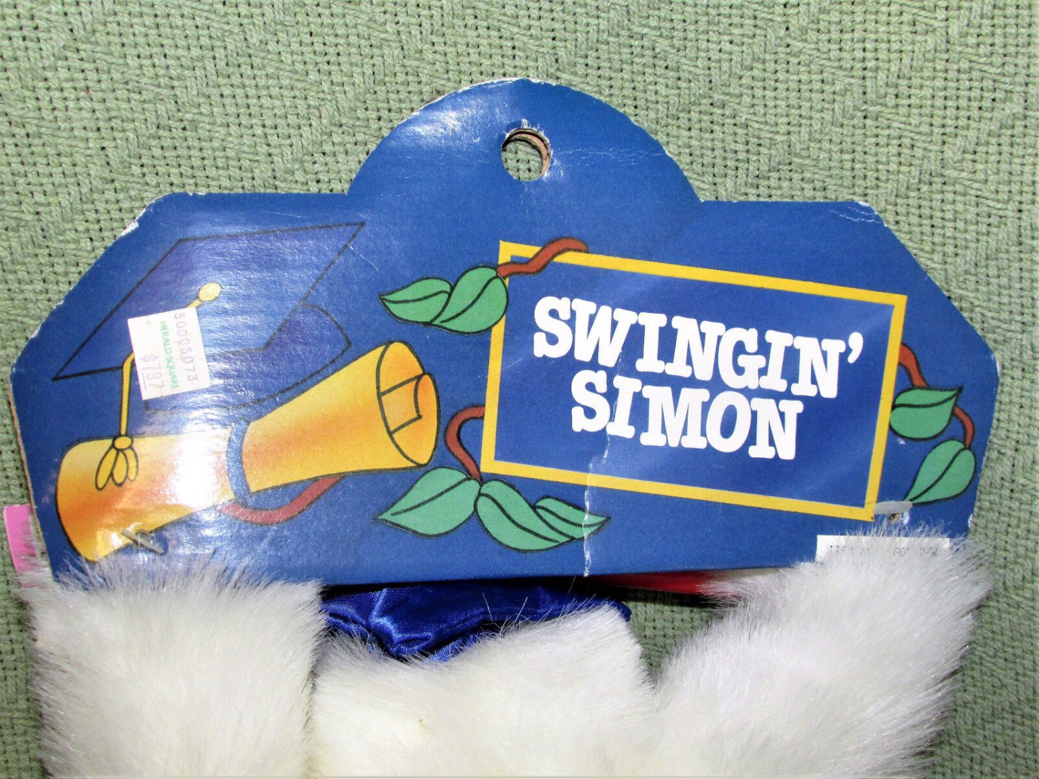 1990 SWINGIN SIMON GORILLA GRADUATING Hanging Plush Stuffed White ...