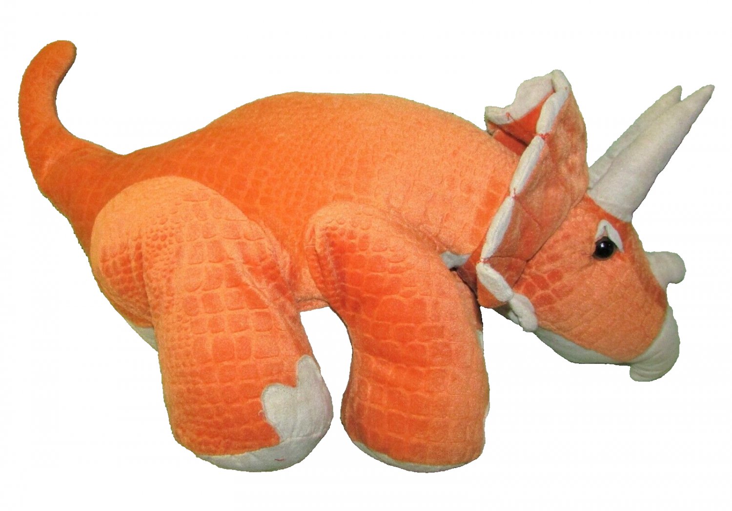 24" DINOSAUR TRICERATOPS PLUSH ANIMAL ADVENTURE ORANGE LARGE STUFFED ...