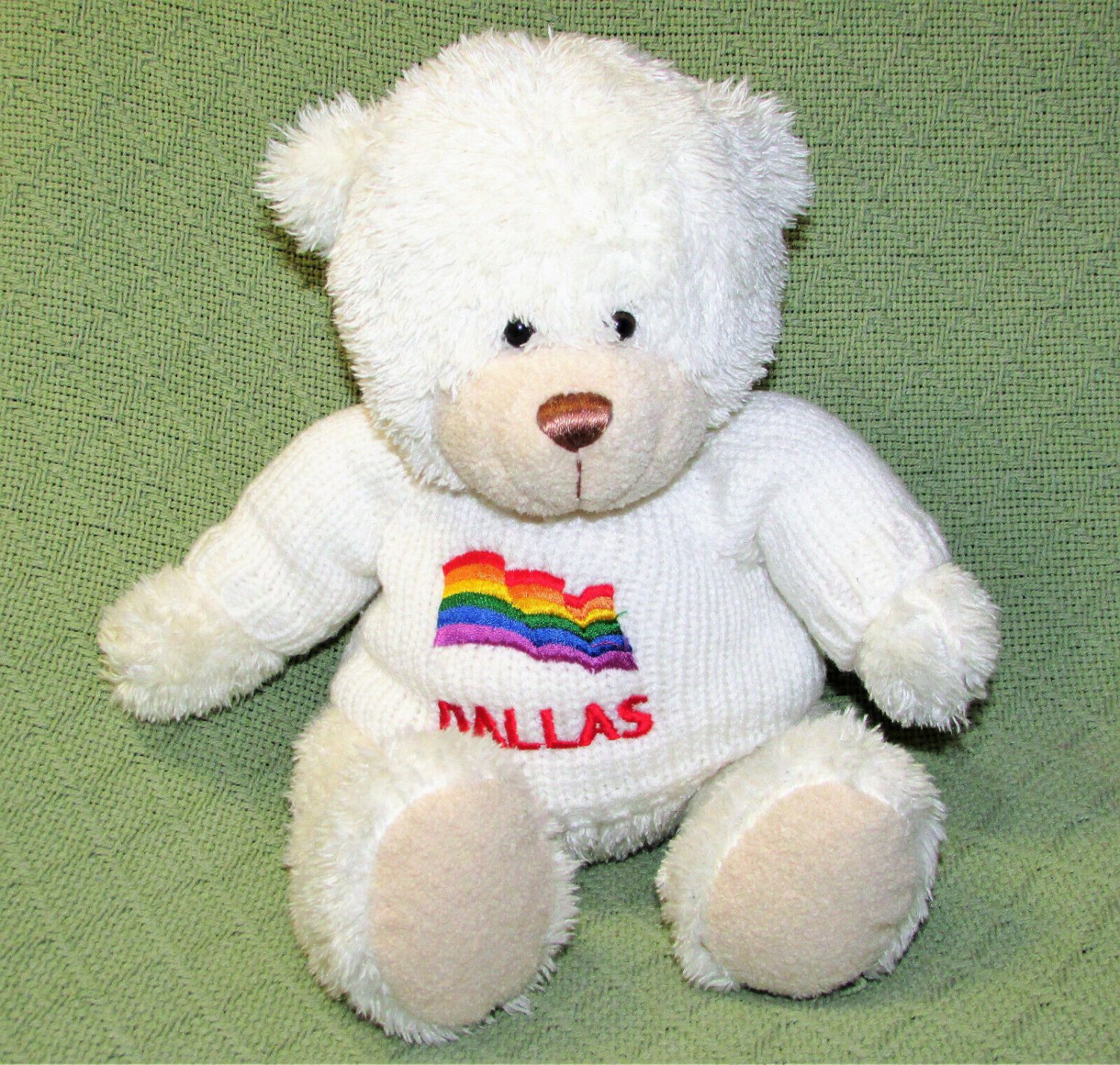 10" Fiesta DALLAS RAINBOW TEDDY BEAR Plush TEXAS Stuffed White Animal ...