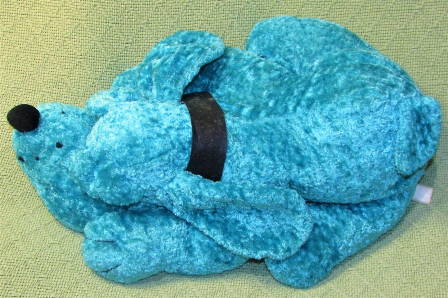 15" BLUE DOG PLUSH BLACK COLLAR AND NOSE PLASTIC EYES STUFFED ANIMAL ...