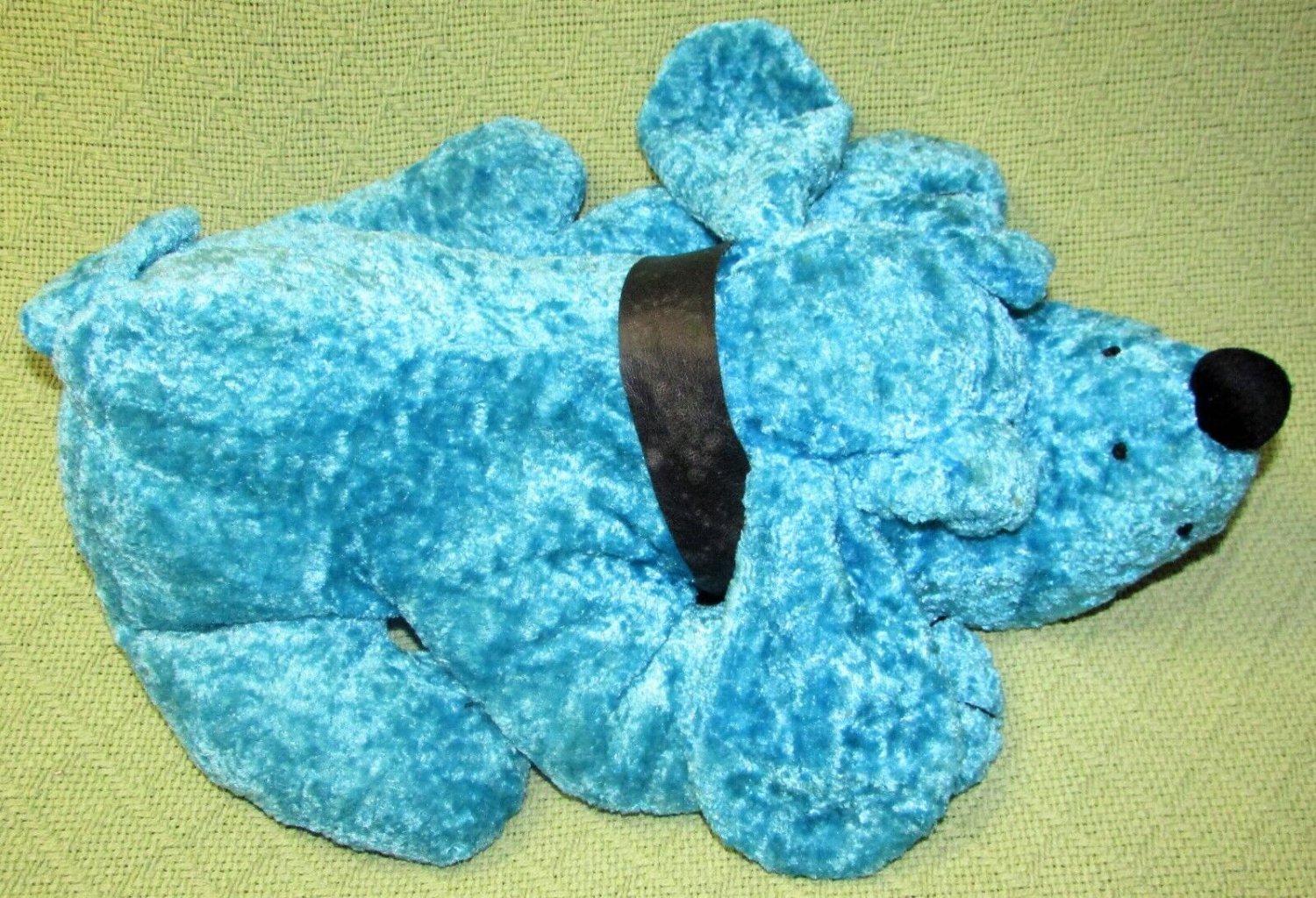 15" BLUE DOG PLUSH BLACK COLLAR AND NOSE PLASTIC EYES STUFFED ANIMAL ...