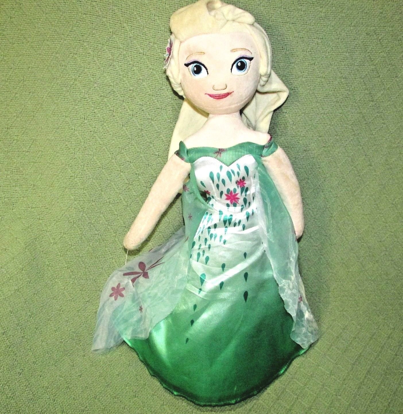 22" DISNEY PRINCESS ELSA FROZEN PLUSH DOLL GREEN DRESS STUFFED ...