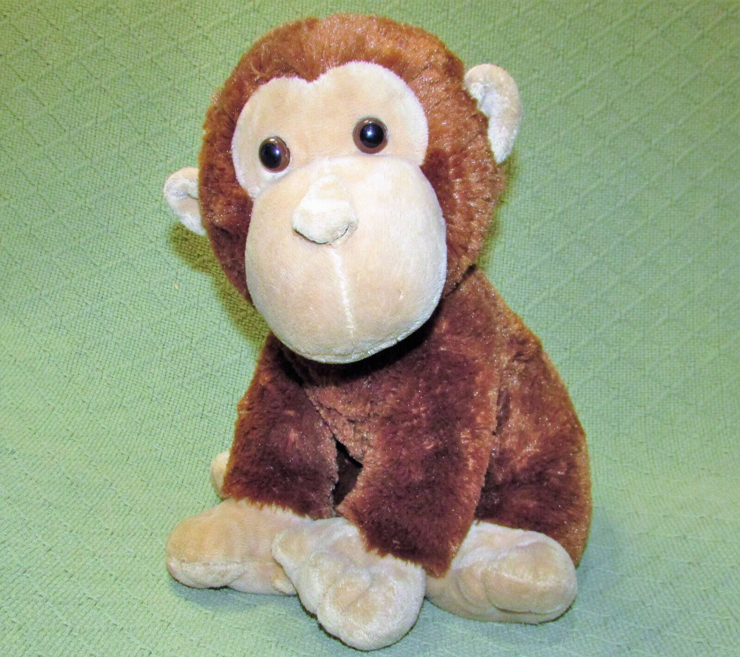 12" AURORA MONKEY PLUSH BROWN STUFFED ANIMAL CHIMP SITTING TAN SOFT ...