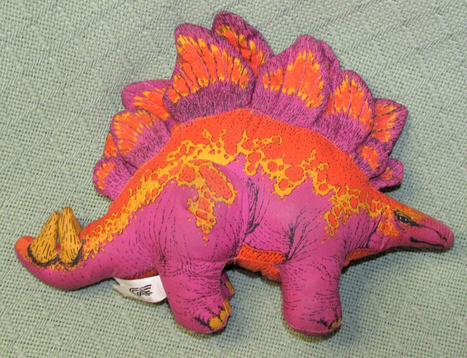 VINTAGE GAF DINOSAUR PLUSH STEGOSAURUS PURPLE ORANGE 1991 GREAT ...