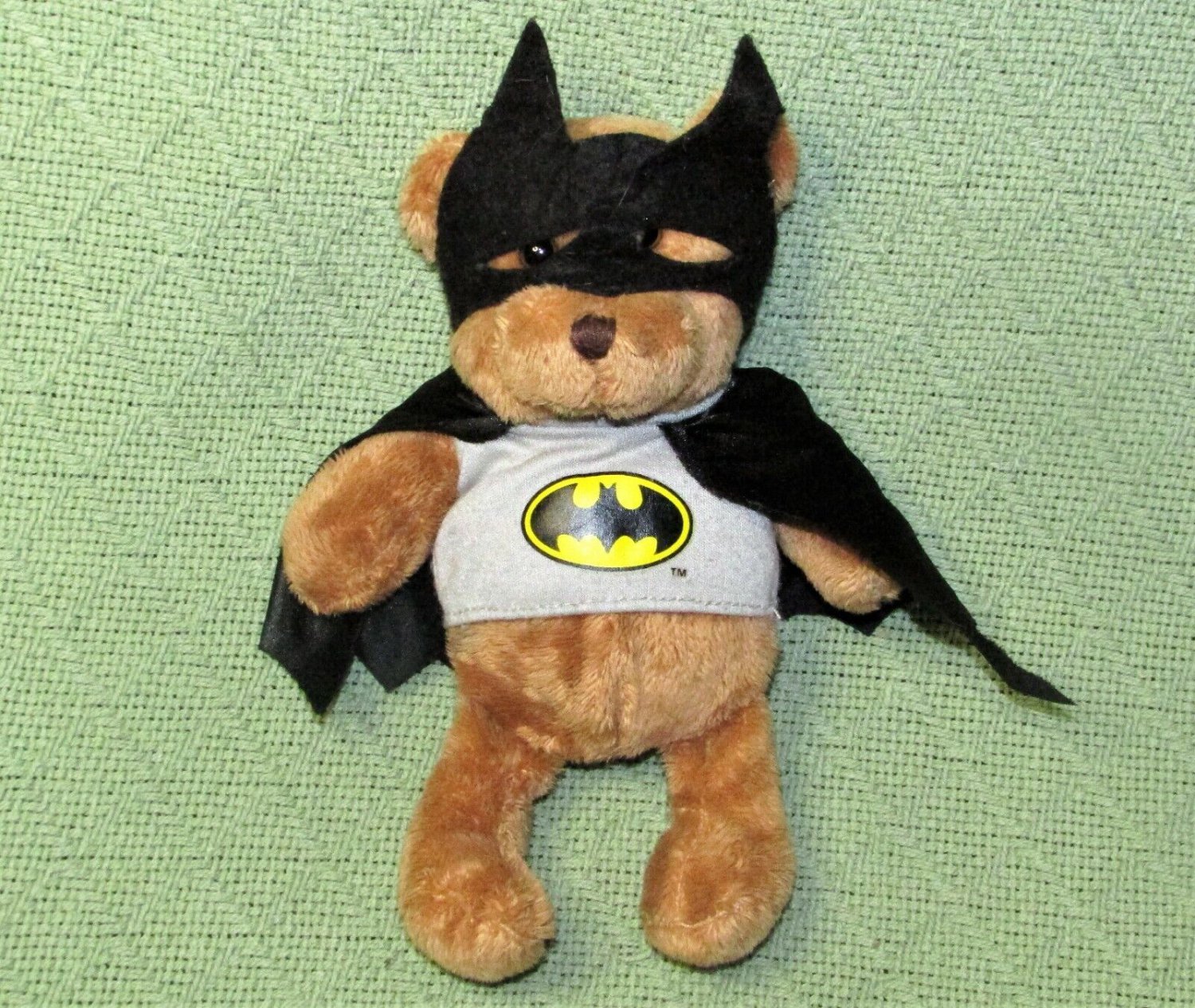 8" BATMAN TEDDY BEAR DC COMICS PLUSH STUFFED ANIMAL TAN BLACK MASK CAPE TOY