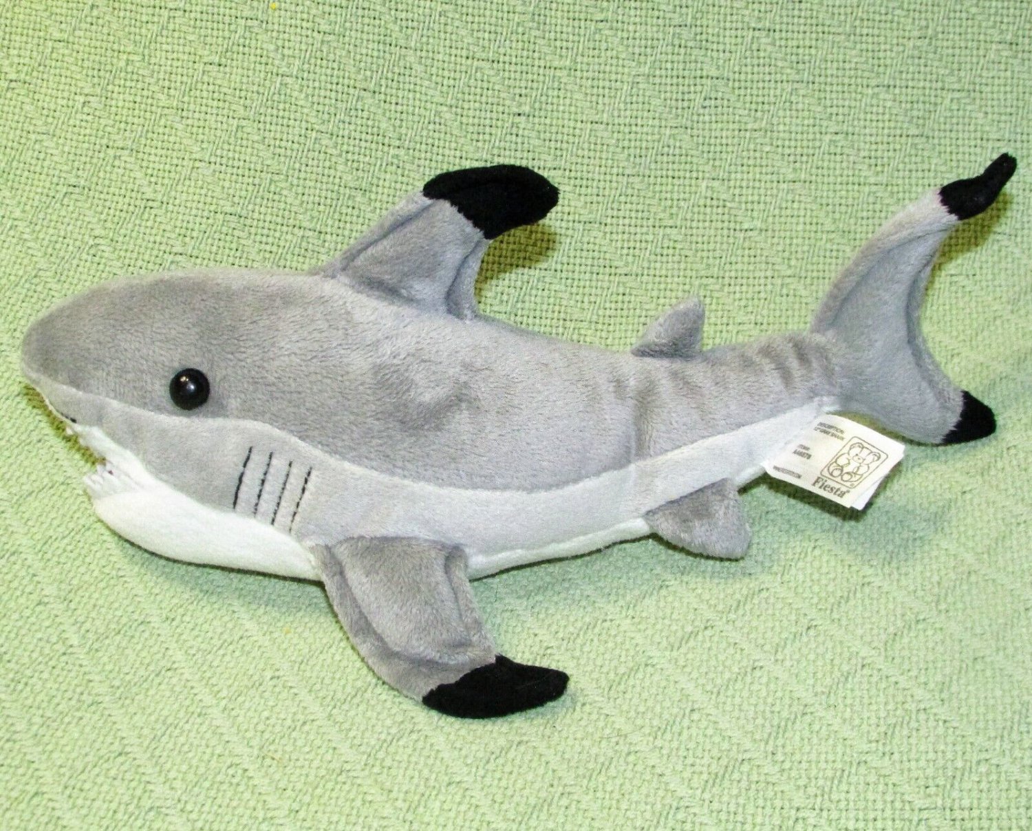 12" FIESTA SHARK PLUSH STUFFED ANIMAL FISH GRAY BLACK TIPPED SOFT ...
