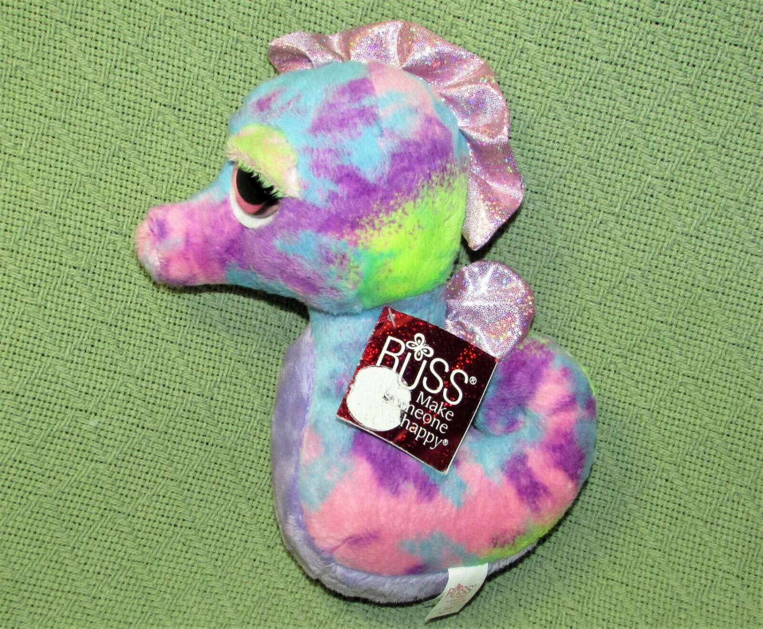 9" RUSS LIL PEEPERS SARA Sea Horse Plush Stuffed Animal TAG Purple Pink ...