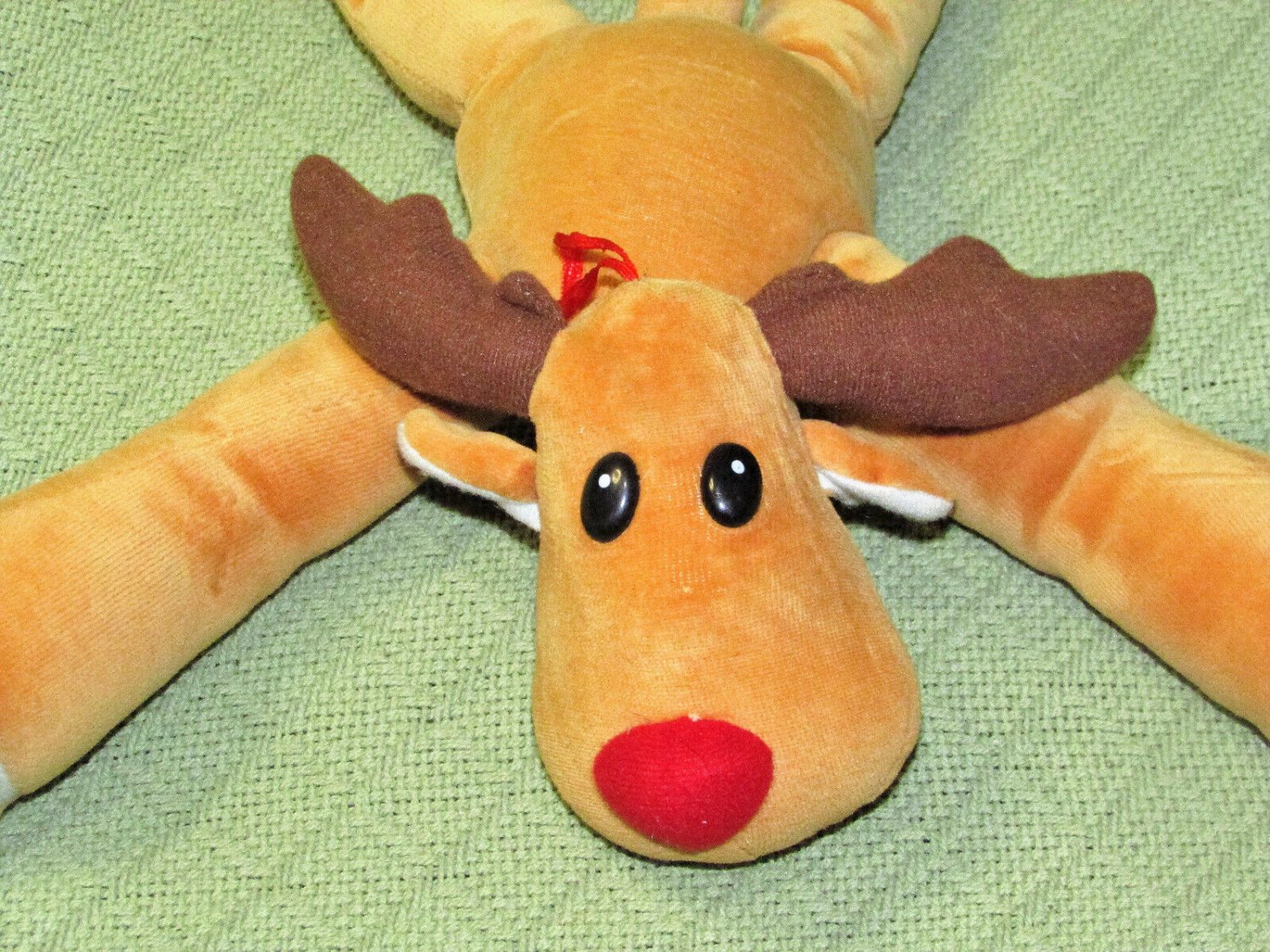 VINTAGE CLOUD 9 FLOPPY REINDEER PLUSH STUFFED ANIMAL 16" SPREAD OUT RED ...
