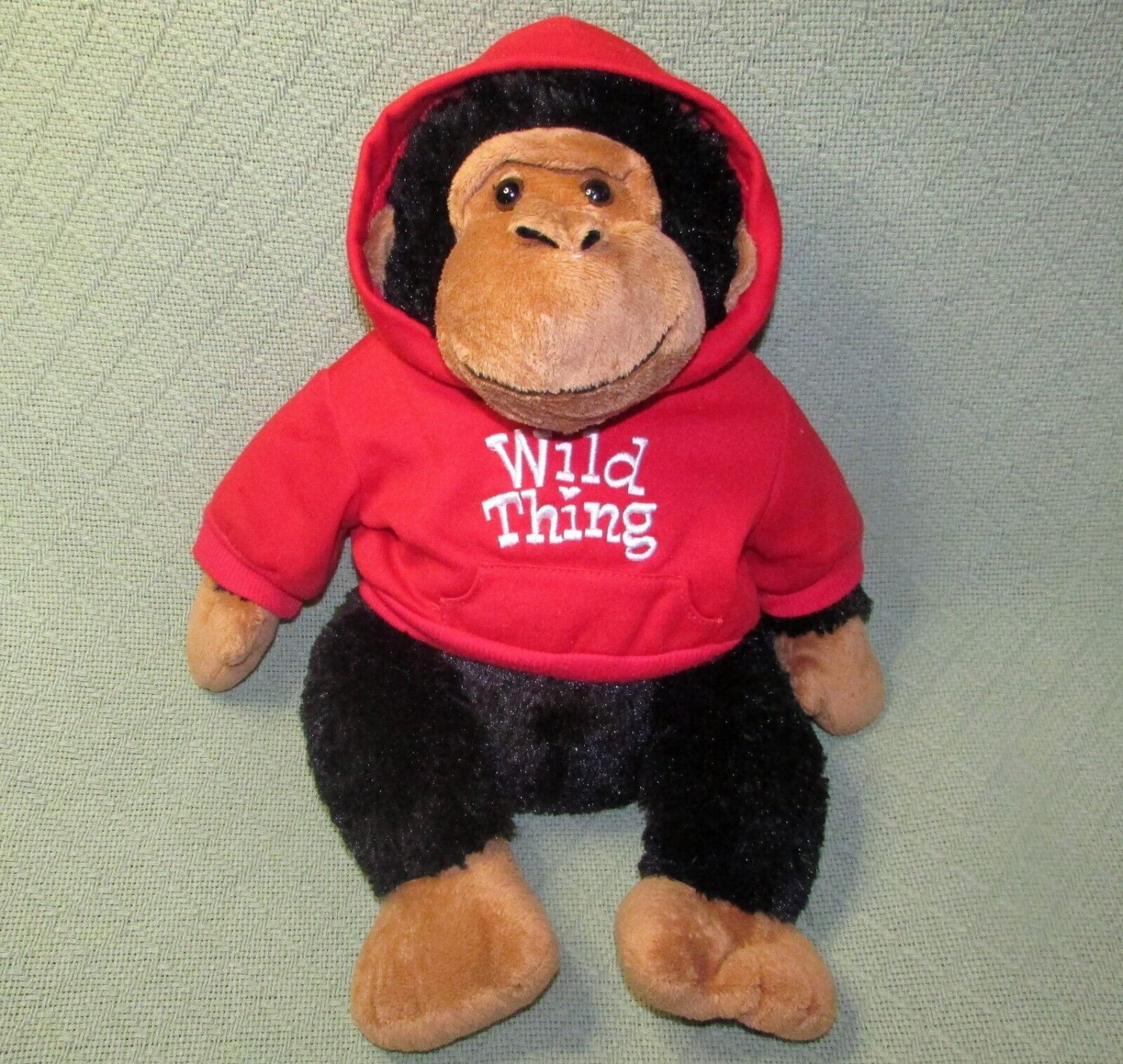 17" DAN DEE GORILLA WILD THING PLUSH BLACK BROWN APE RED HOODY STUFFED ...