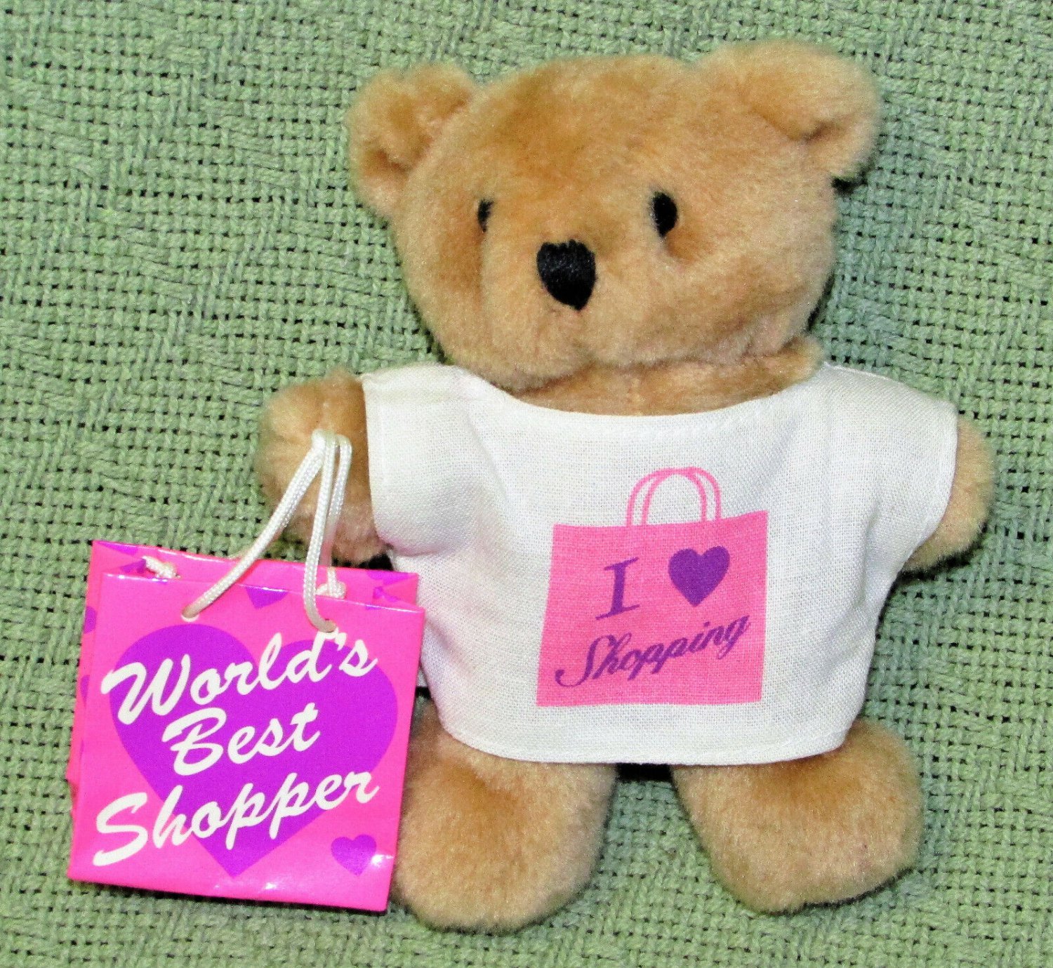 RARE VINTAGE AVON TEDDY BEAR WITH WORLDS BEST SHOPPER BAG 6" PLUSH ...