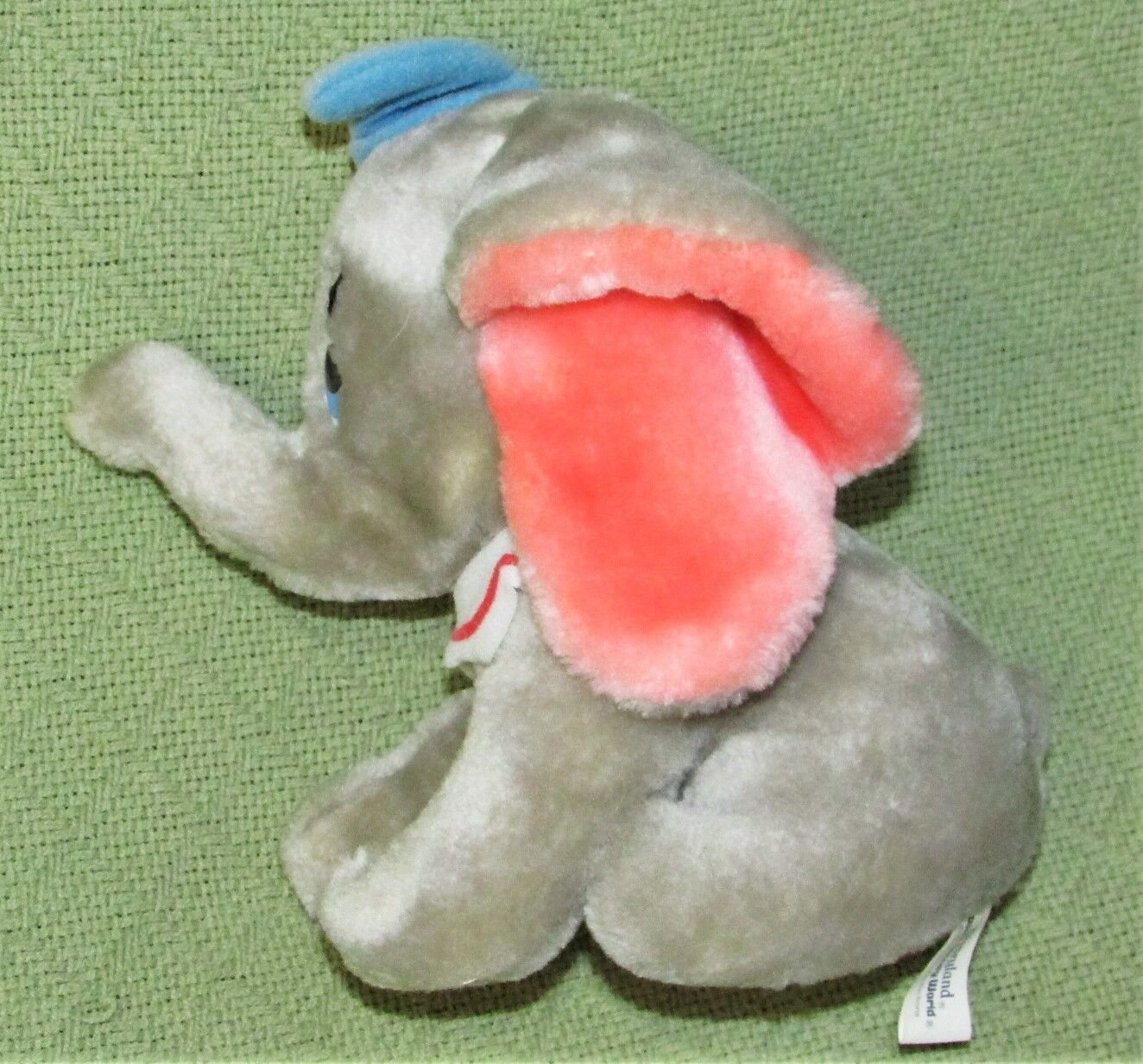 7" Disneyland VINTAGE DUMBO Sitting Plush Stuffed KOREA Gray Pink BLUE ...