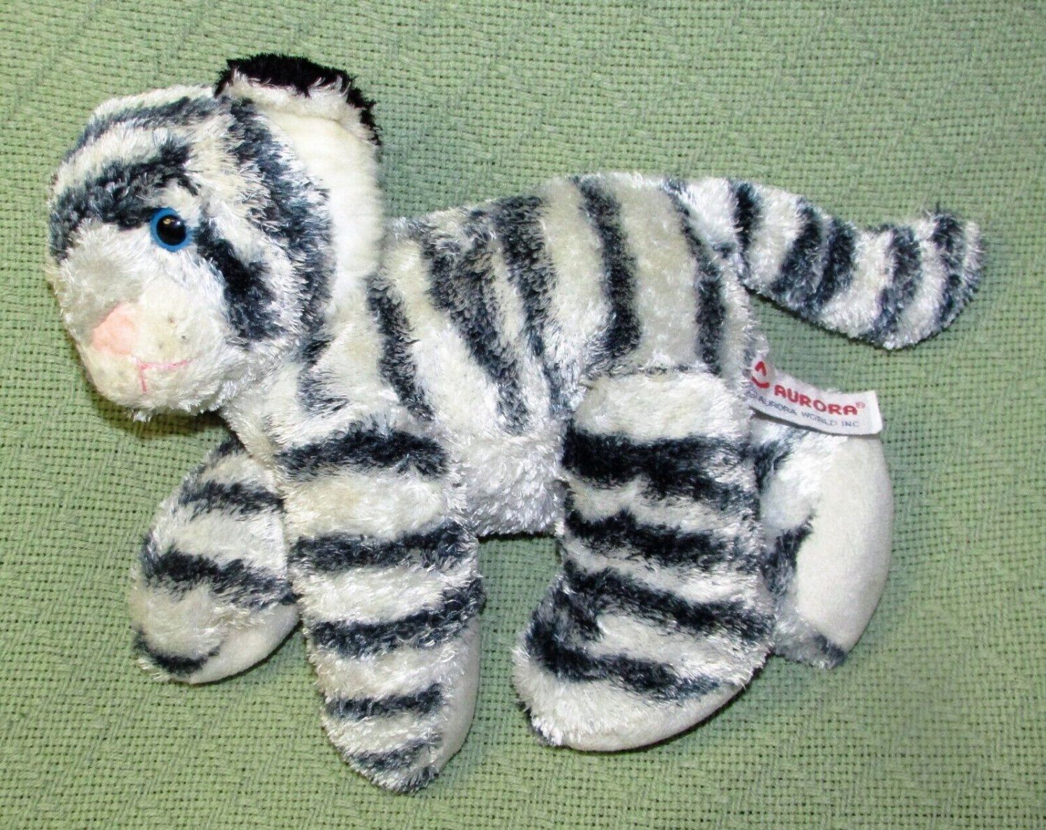 8 Aurora White Tiger Plush Stuffed Baby Animal Black White Gray Stripe