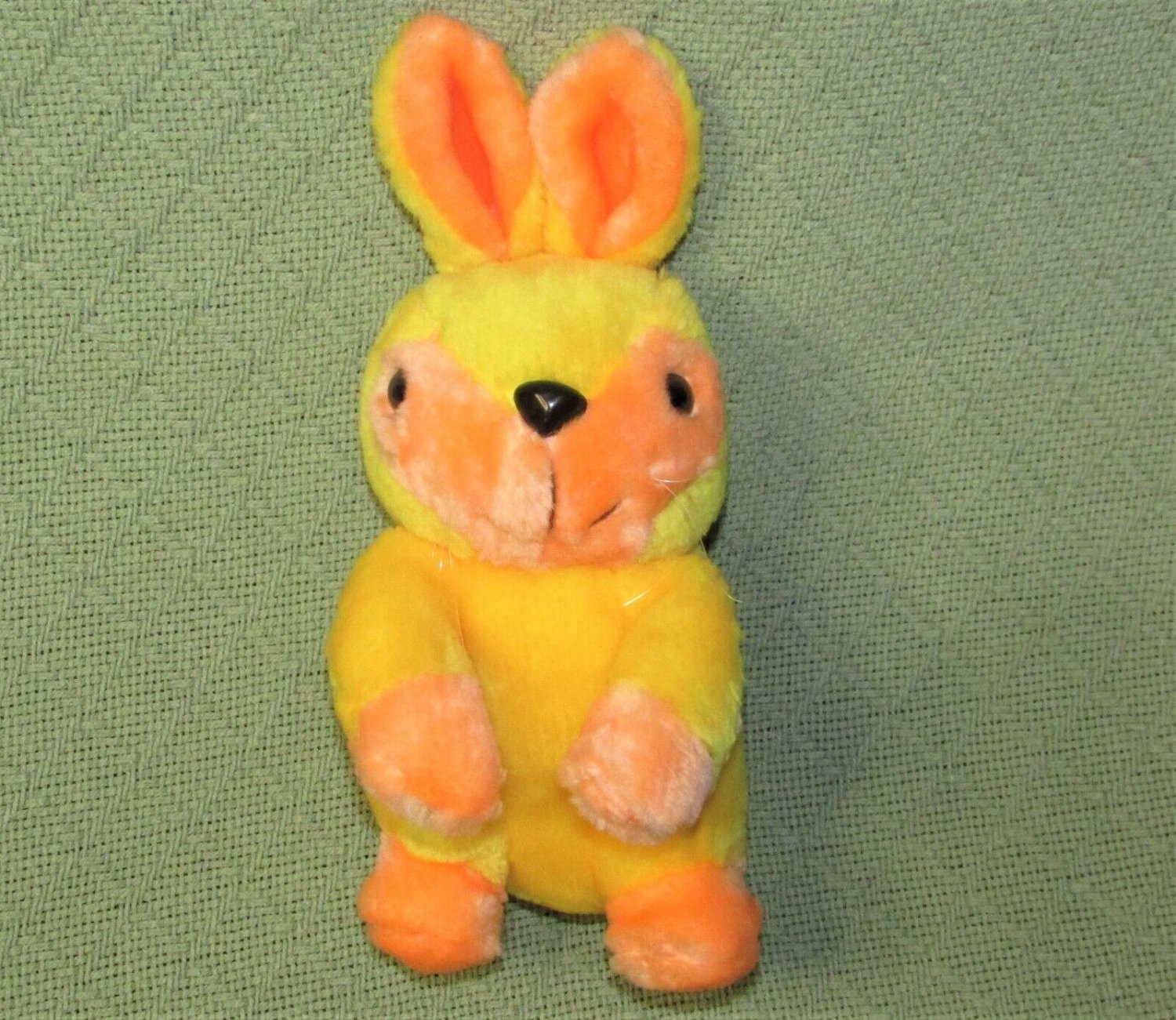 8" VINTAGE BUNNY PLUSH LARAMIE INDUSTRY YELLOW ORANGE STUFFED ANMAL TOY ...