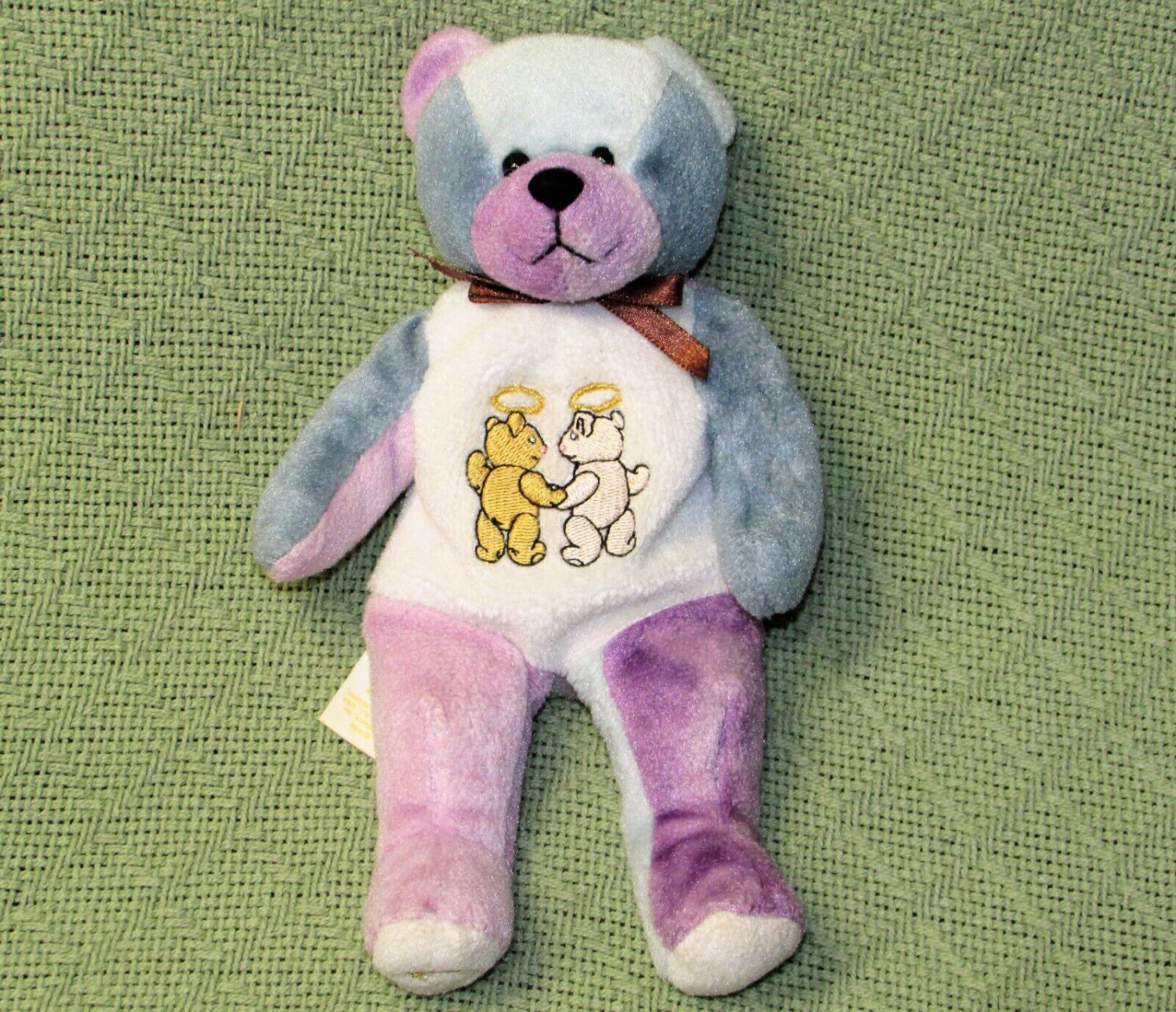 HOLY BEARS BEANBAG FROM THE HEART TEDDY BEAR PURPLE WHITE BLUE PLUSH TOY