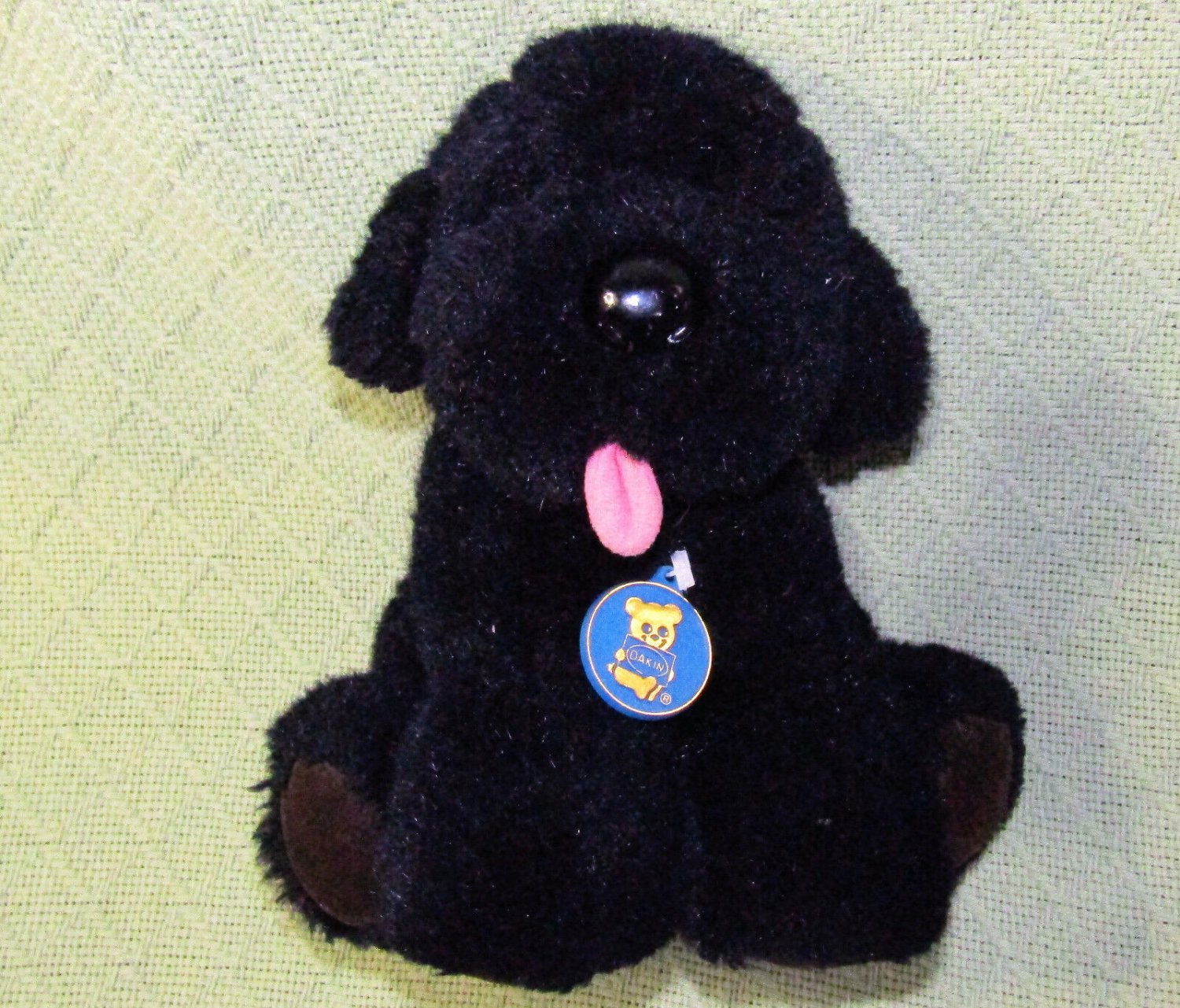 1985 DAKIN DOG w/PLASTIC TAG PLUSH 9" BLACK LAB LABRADOR VINTAGE ...