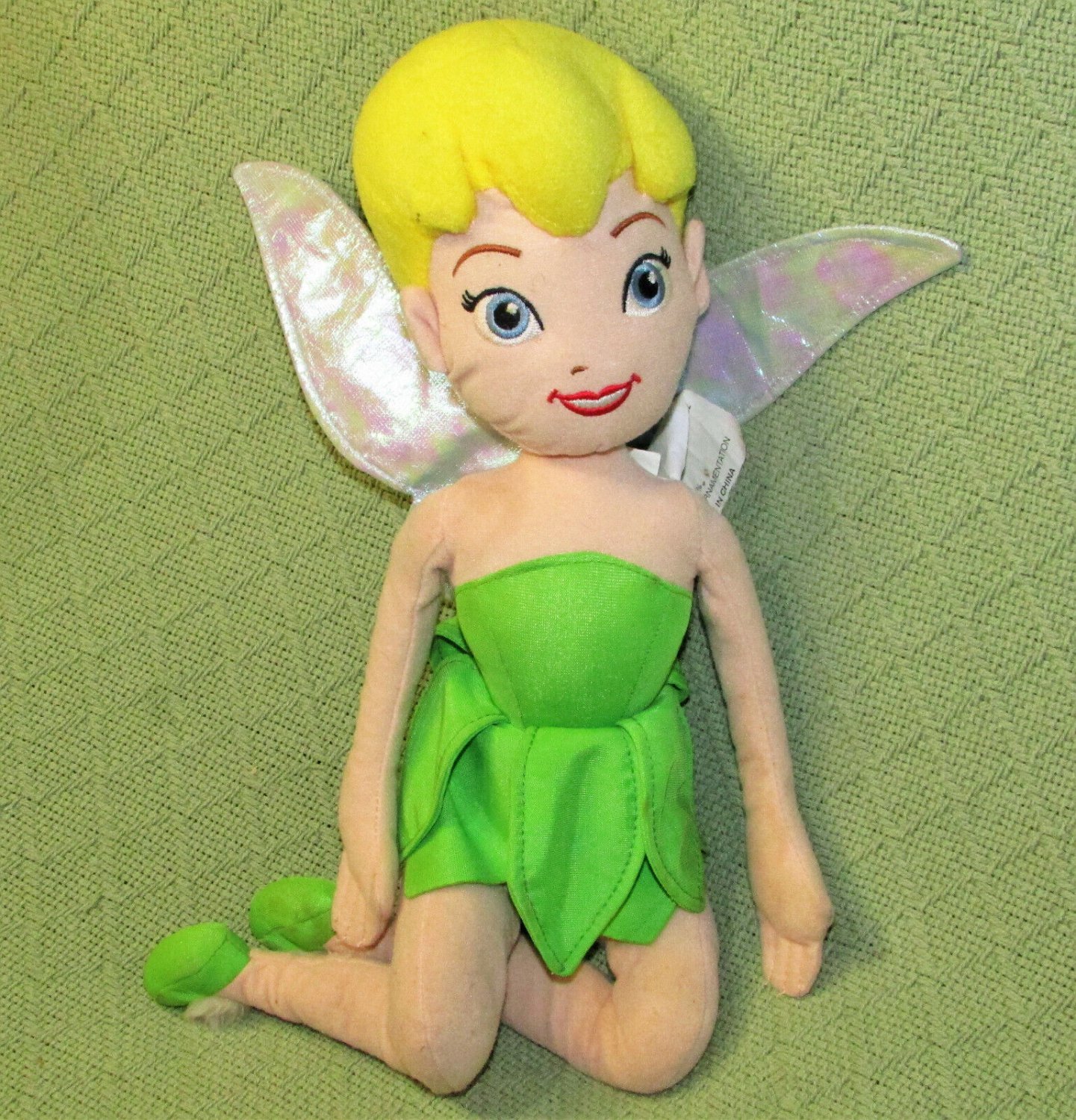 13" TINKERBELL Disney FAIRIES PIXIE DOLL Plush Stuff Animal Kneeling ...