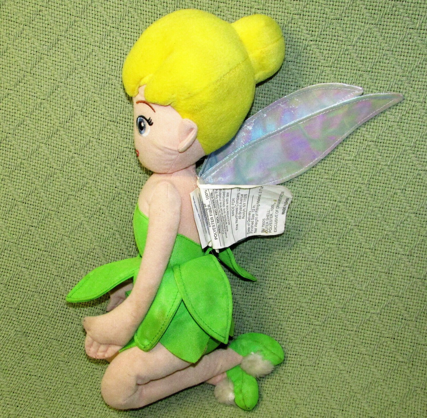 13" TINKERBELL Disney FAIRIES PIXIE DOLL Plush Stuff Animal Kneeling ...