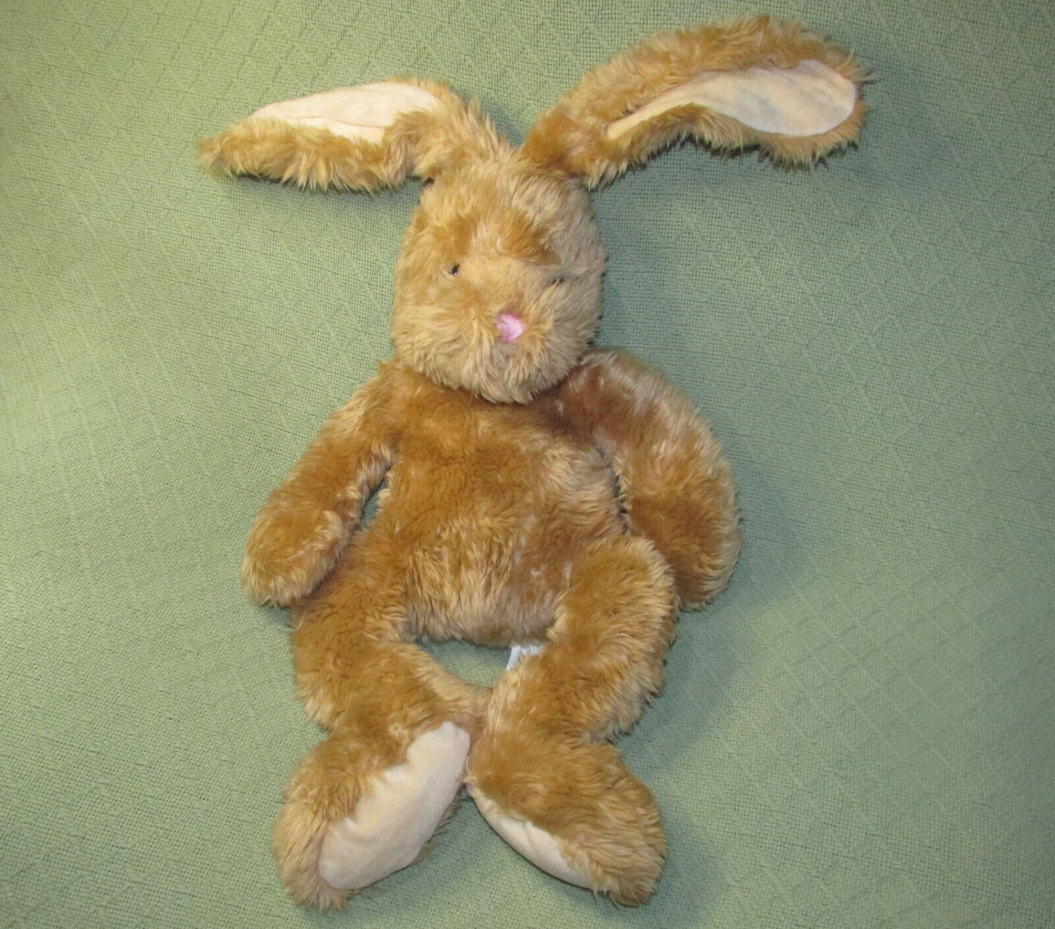 22" WALMART BUNNY PLUSH RABBIT STUFFED ANIMAL TAN CREAM WIRED EARS PINK ...