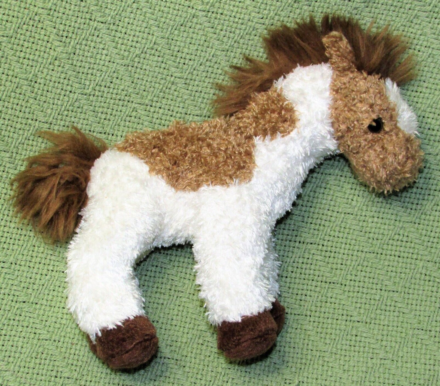 6" PLUSH HORSE WITH SOUND WHITE BROWN PINTO PONY STUFFED ANIMAL ...