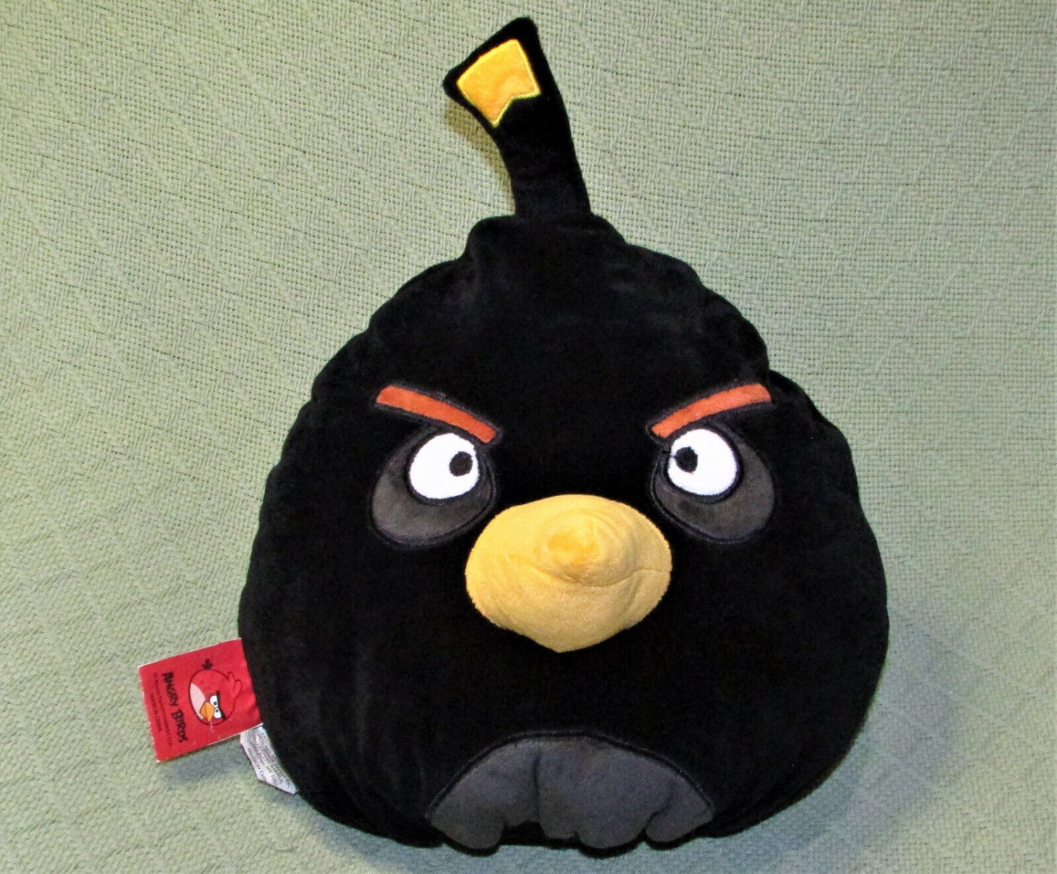 12" ANGRY BIRDS BLACK BOMBER BIRD ROVIO YELLOW BEAK STUFFED ANIMAL ...