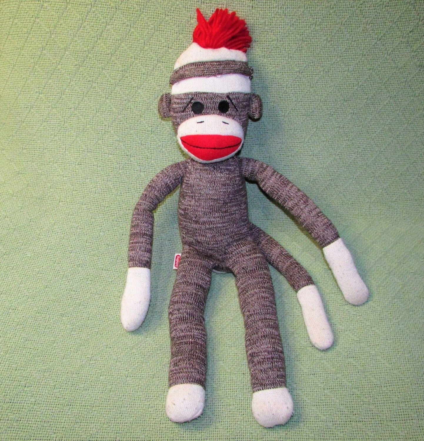20" SOCK MONKEY SCHYLLING HAPPY PLUSH SOLID BROWN STUFFED ANIMAL RED ...