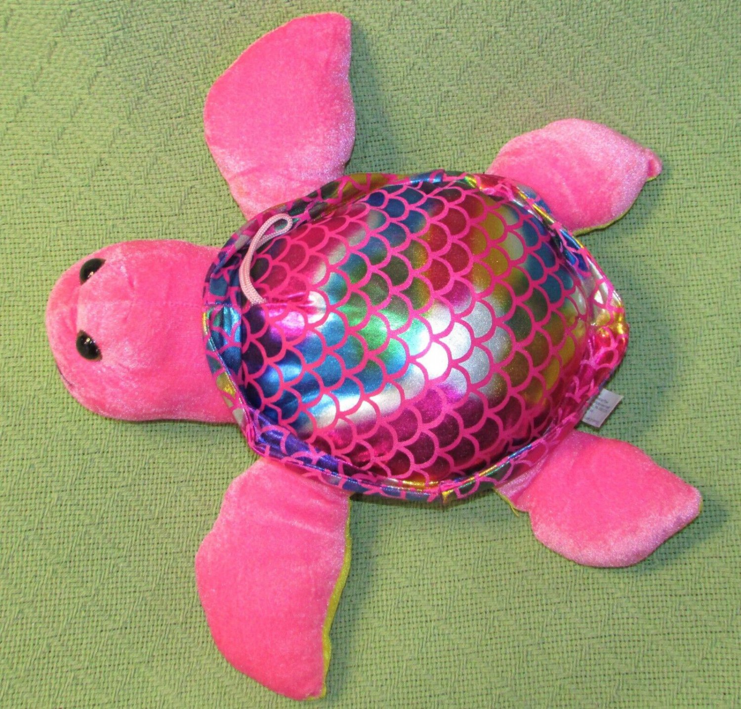 13" PINK TURTLE PLUSH SHINY RAINBOW SHELL YELLOW TUMMY STUFFED ANIMAL ...