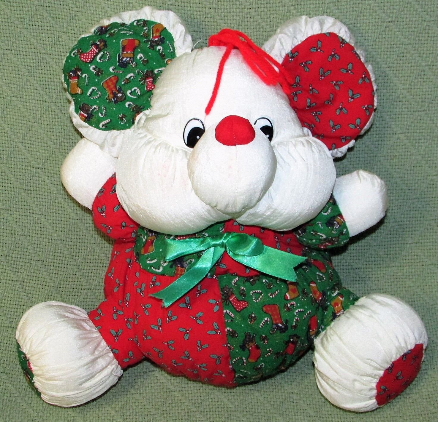 10" VINTGE MTY PLUSH CHRISTMAS MOUSE STUFFED ANIMAL 12" RED GREEN WHITE ...