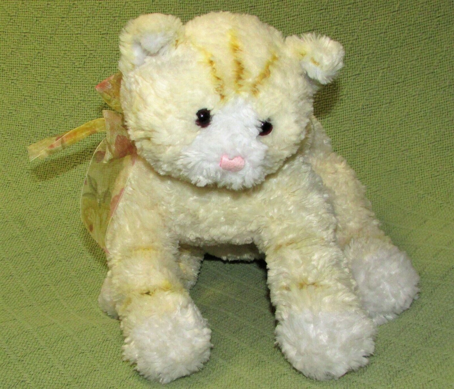 16" GUND TABBY THE CAT PLUSH STUFFED KITTY KITTEN CREAM TABBY RIBBON ...