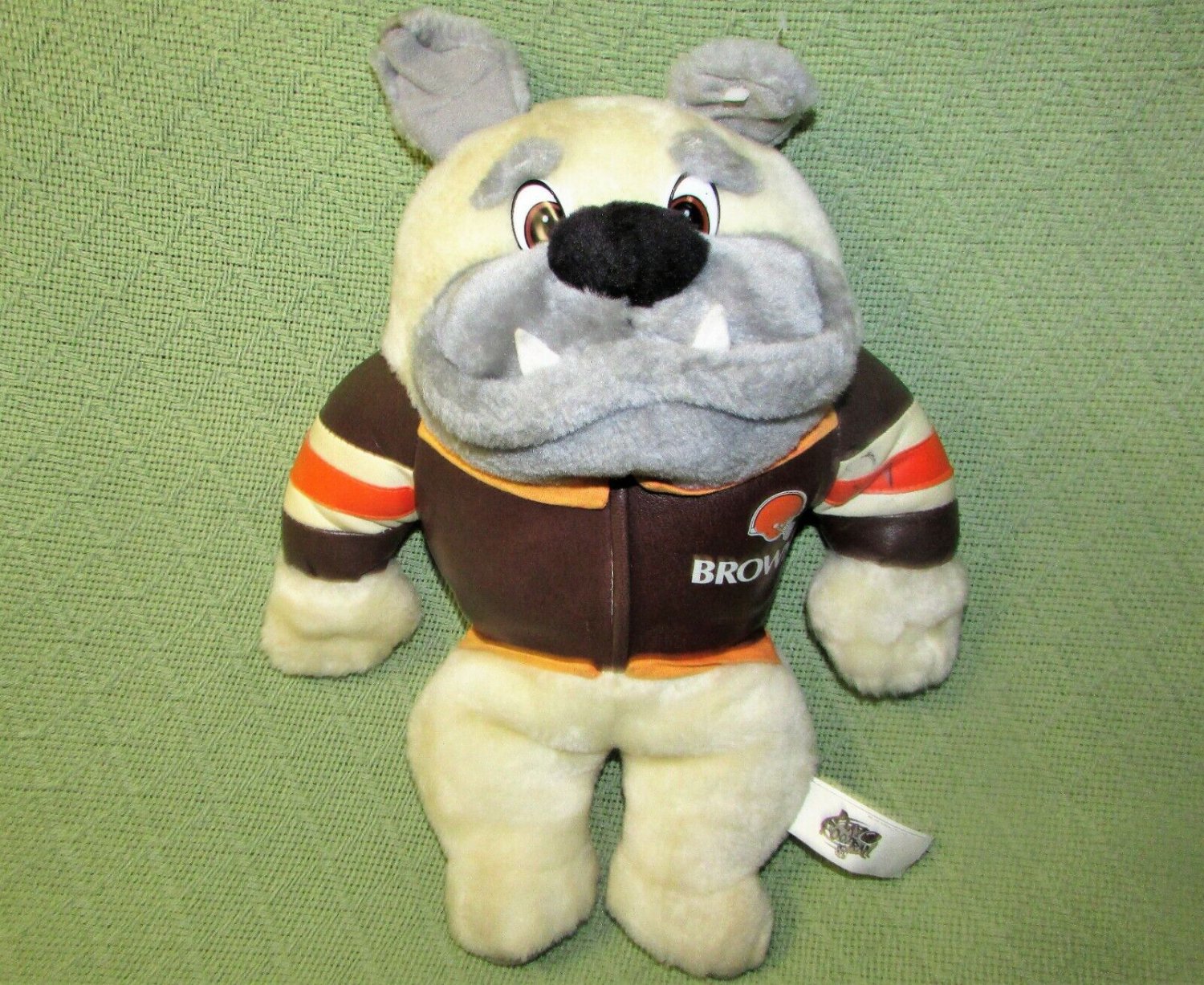 1998 CLEVELAND BRONCOS NFL BULLDOG PLUSH MASCOT 12" with TEAM JACKET ...