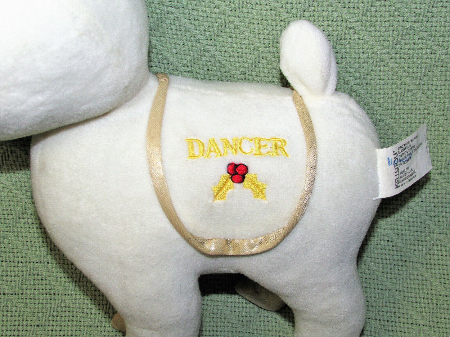 KELLYTOY WHITE REINDEER DANCER STUFFED ANIMAL GOLD PLUSH ANTLERS 15 ...
