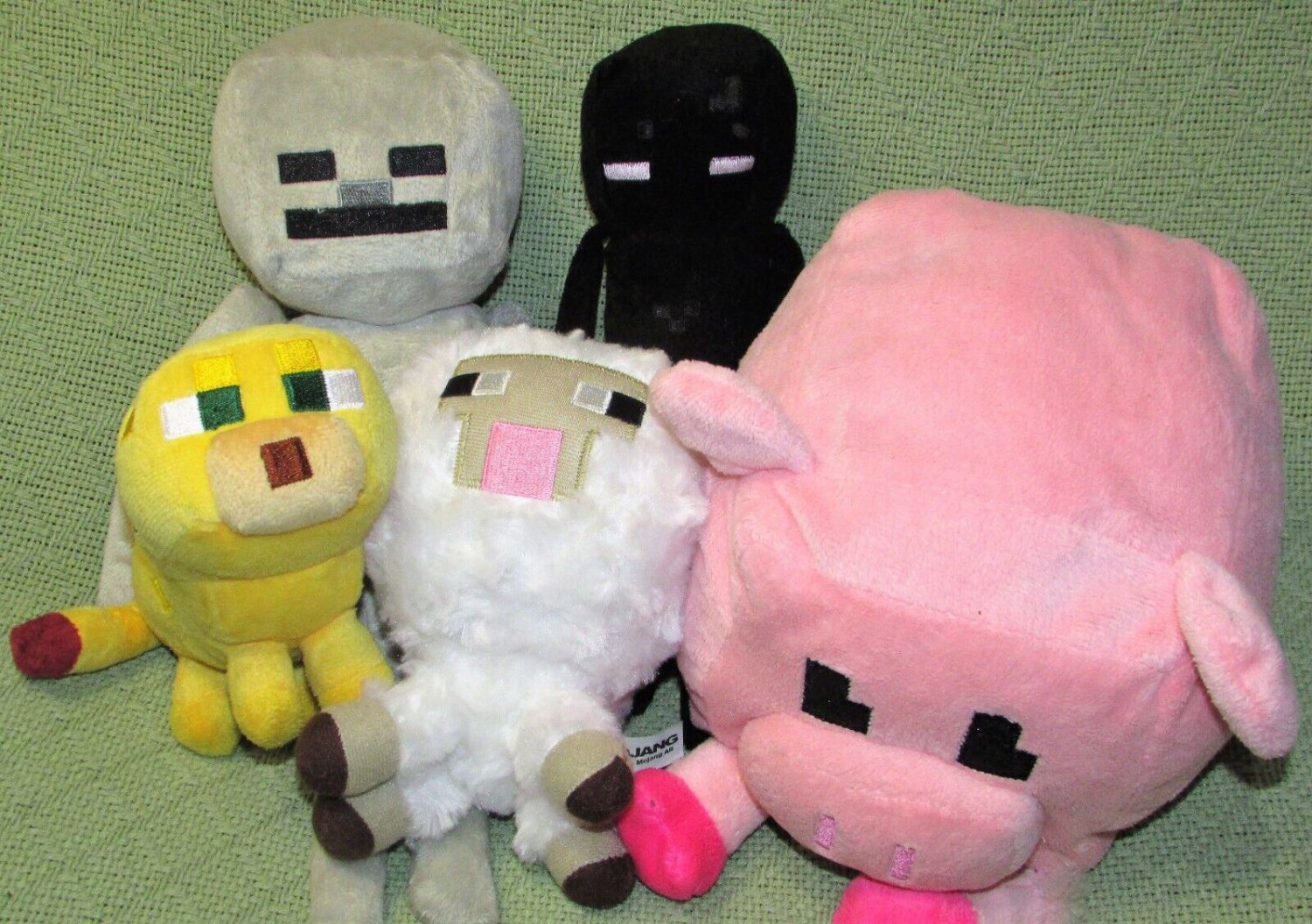 MINECRAFT PLUSH LOT PINK PIG SHEEP ENDERMAN OCELOT SQUELETTE SKELETON ...