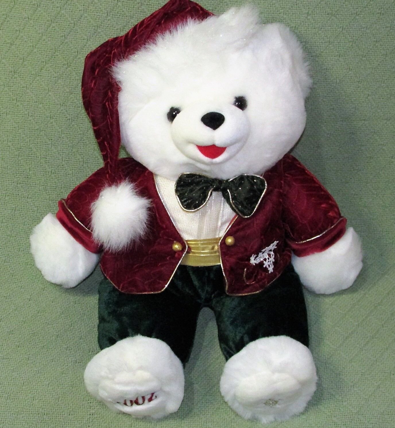 2002 SNOWFLAKE TEDDY 21" Dan Dee Christmas Plush Stuffed Red Green ...
