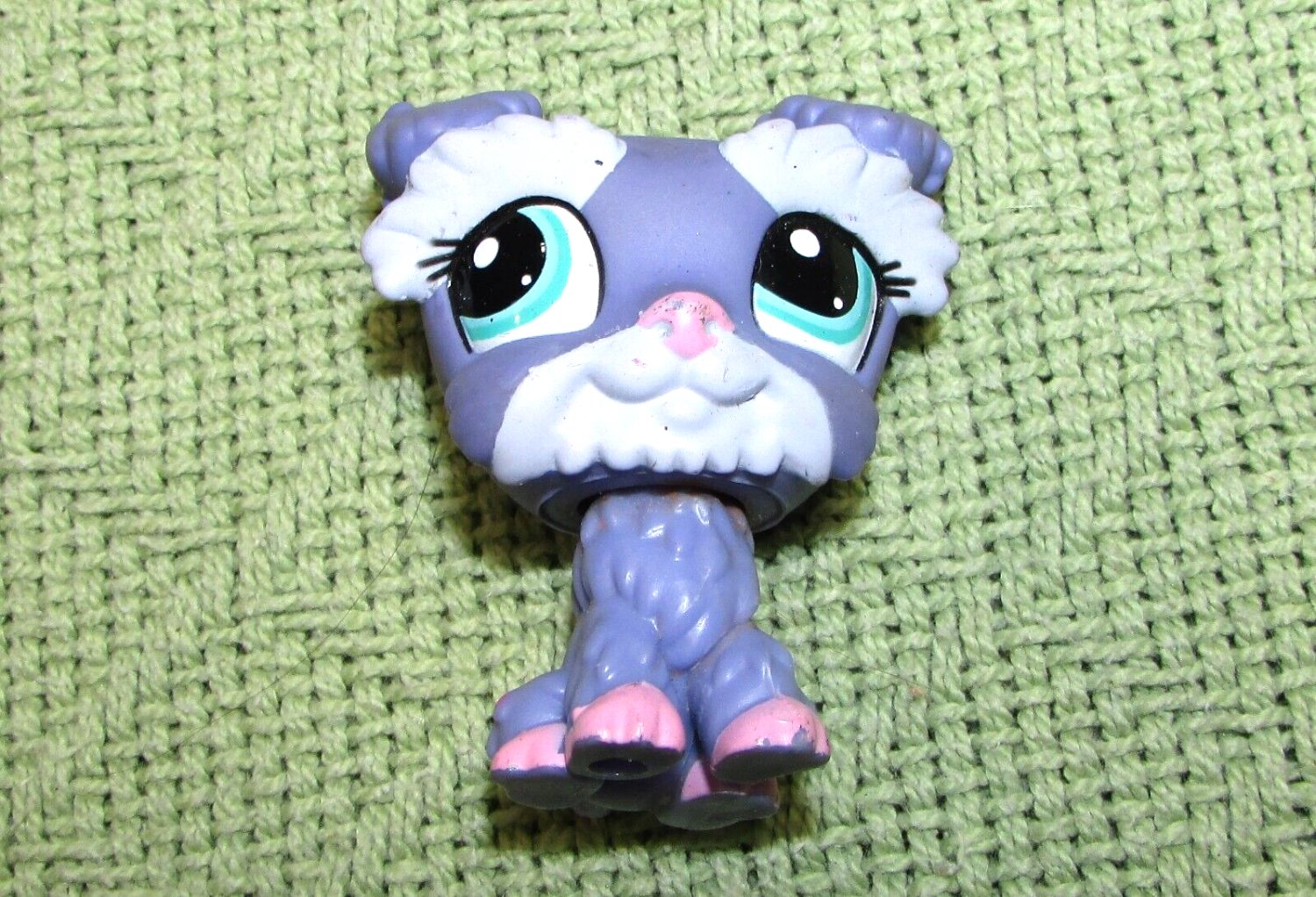 LITTLEST PET SHOP SCHNAUZER BOBBLE HEAD DOG HASBRO PURPLE LPS PUPPY TOY ...
