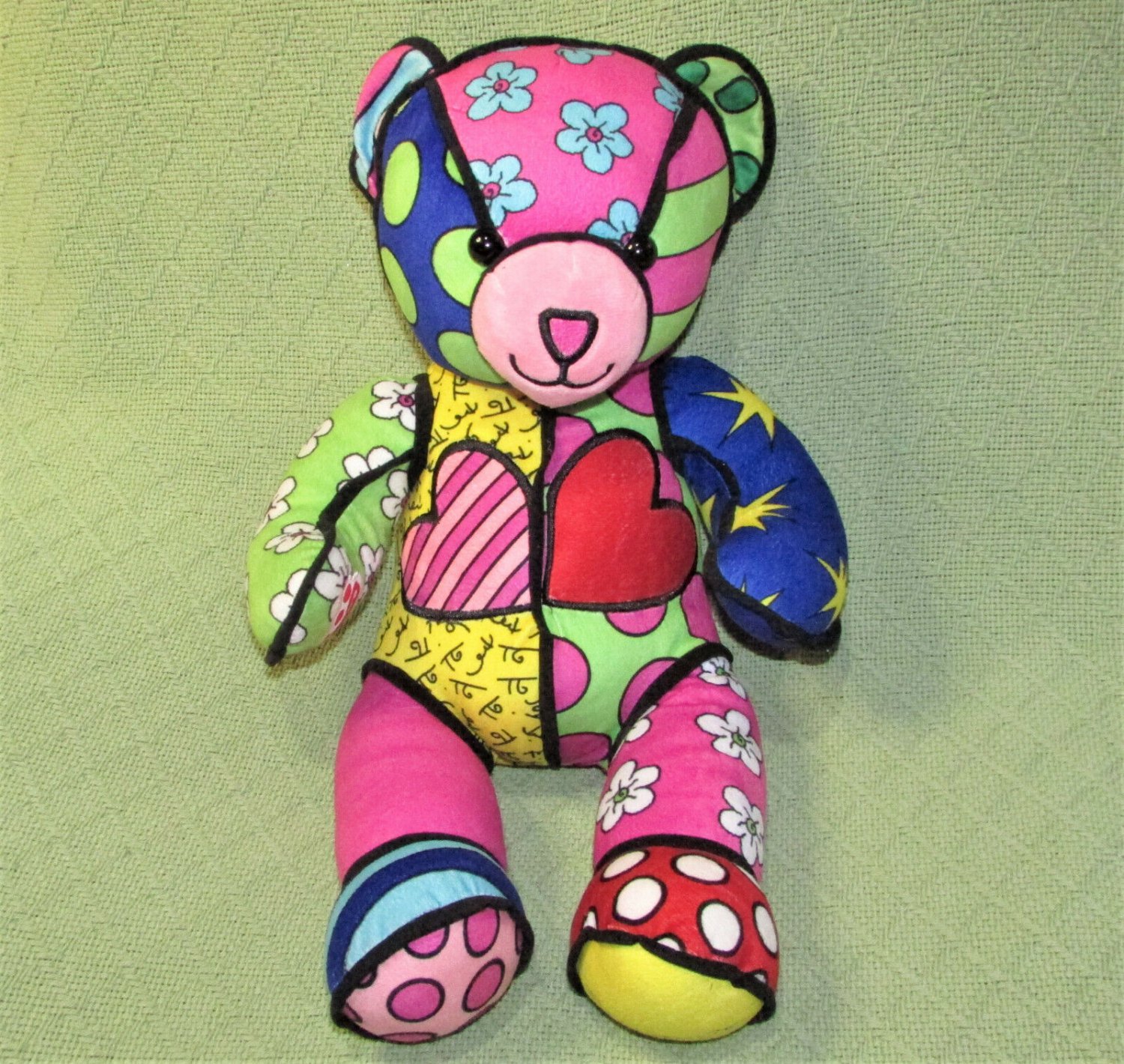 17" BUILD A BEAR ROMERO BRITTO POP ART LIMITED EDITION COLORFUL HEARTS ...