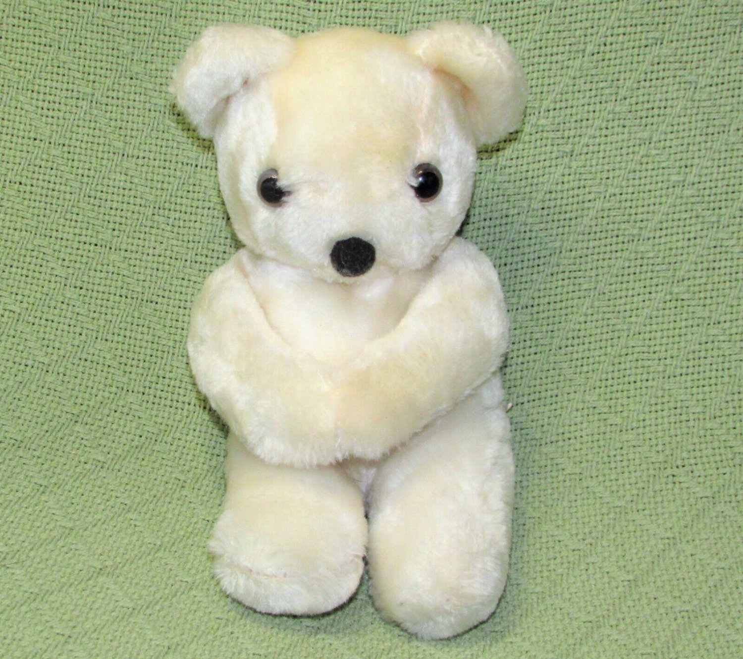 VINTAGE PRAYING TEDDY BEAR WHITE PLUSH STUFFED ANIMAL IAAC 8" MADE IN ...