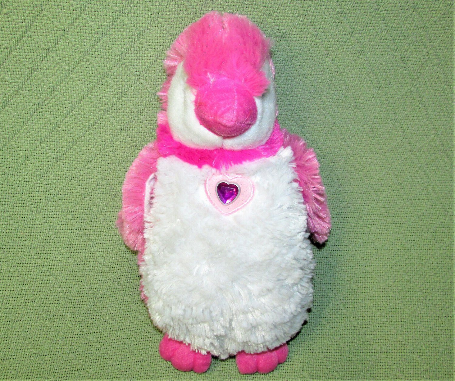 PETTING ZOO PENGUIN PLUSH WITH PINK JEWEL STUFFED ANIMAL 12" LONG SOFT ...