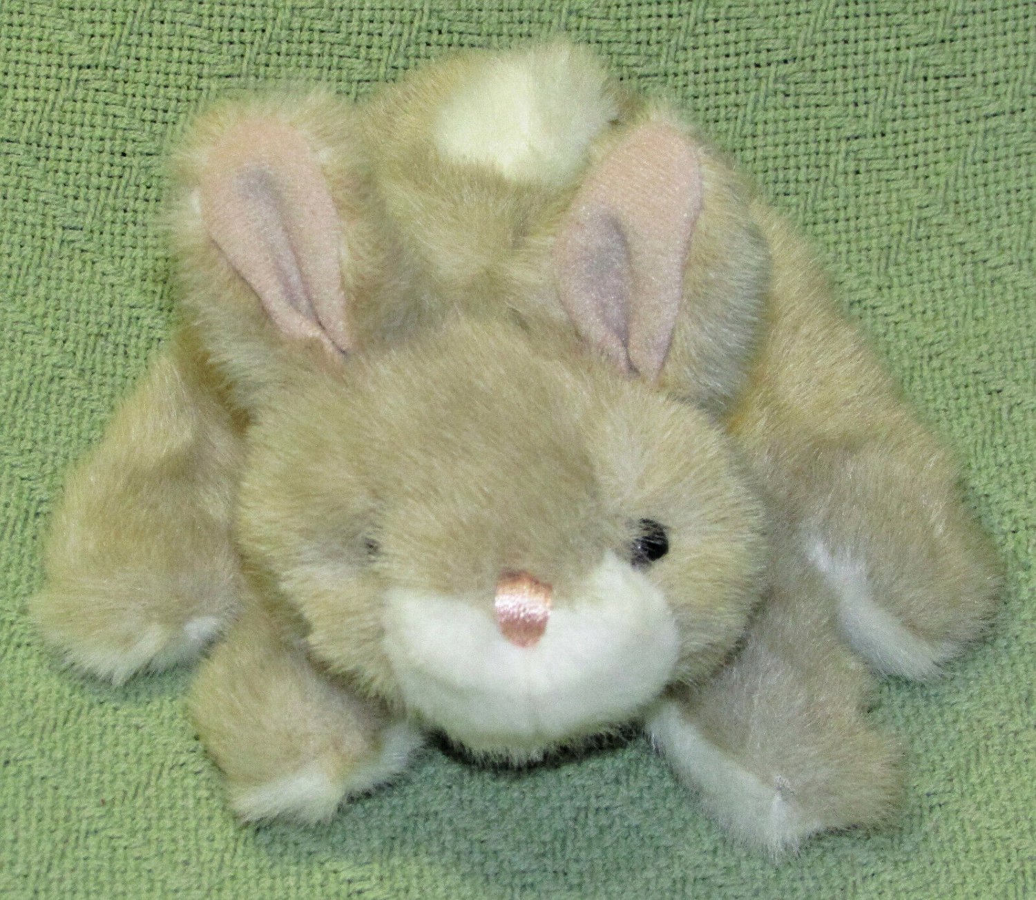 FOLKMANIS BABY BUNNY RABBIT PUPPET FULL BODY PLUSH 8" TAN WHITE HAND ...