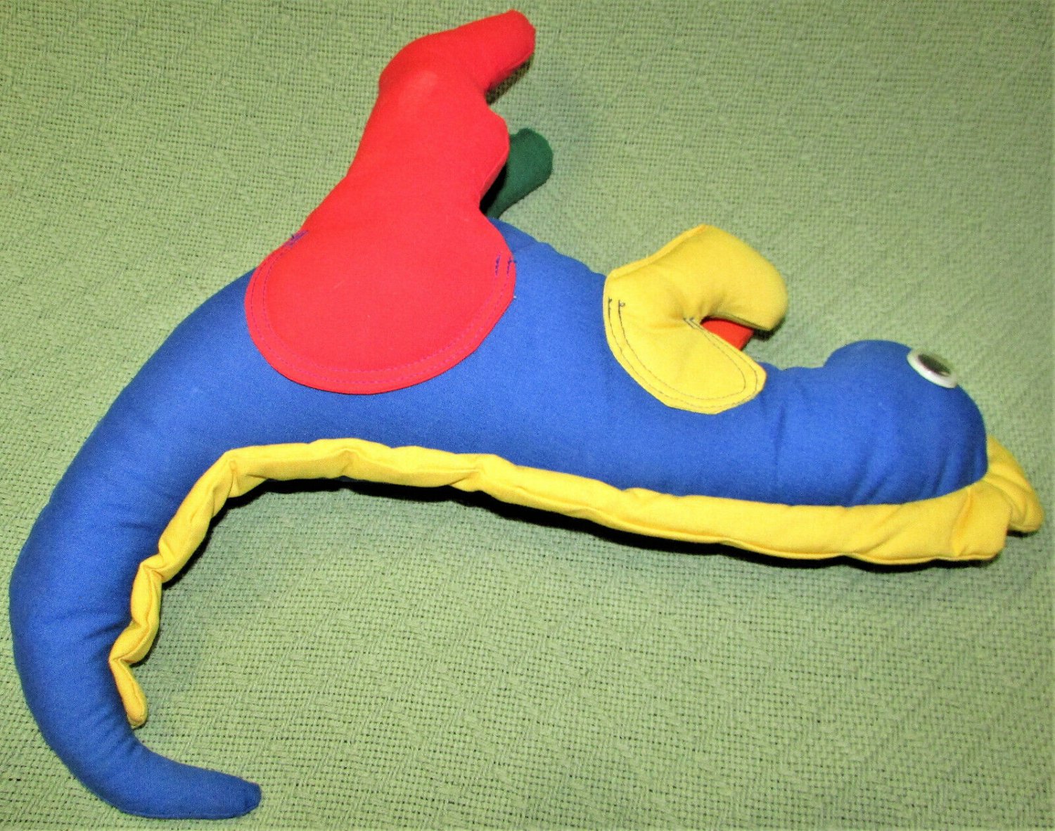 15" DINOSAUR PLUSH PRIMARY COLORS BLUE GREEN ORANGE GOOGLE EYE ...