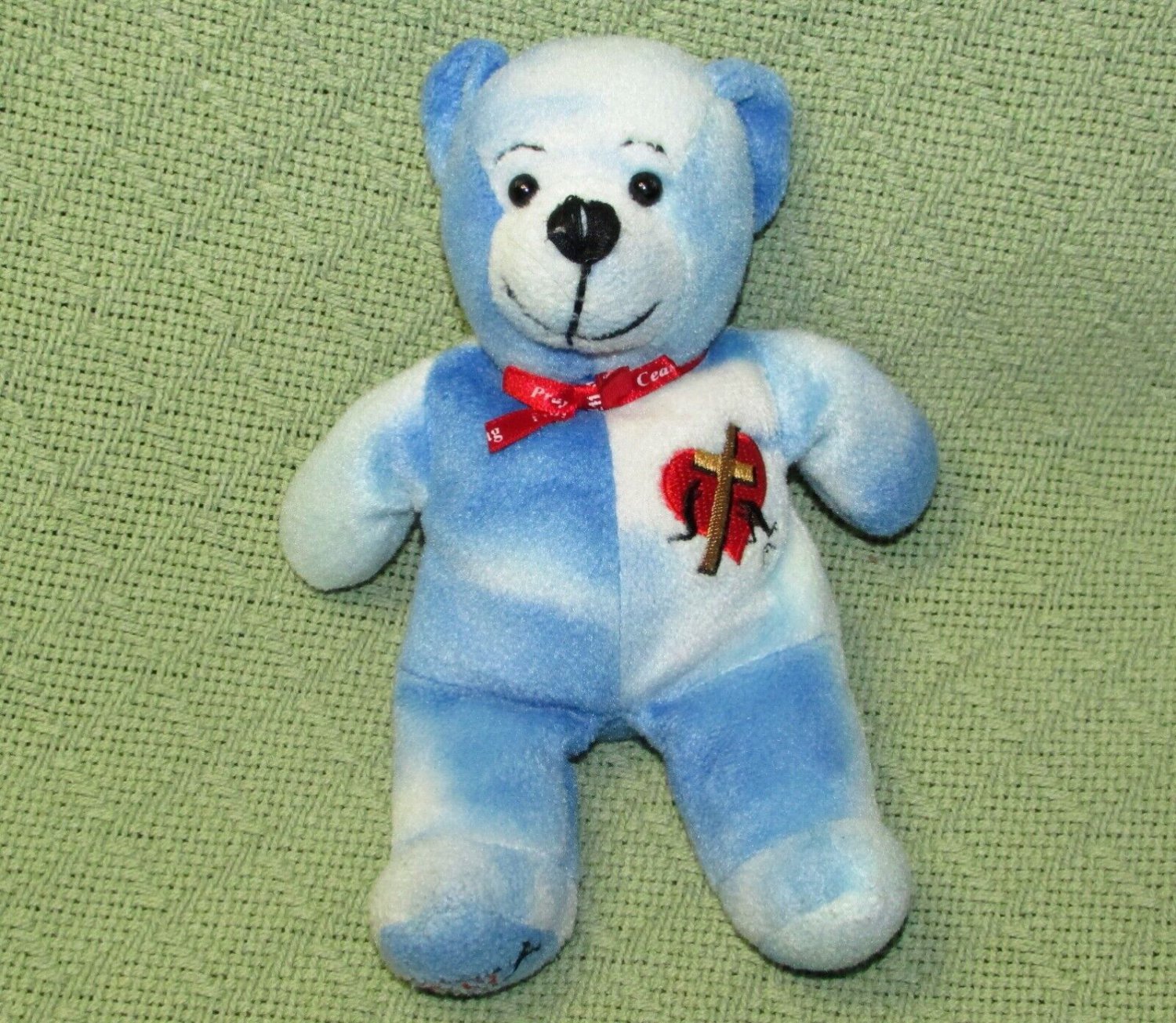 SYBOLZ PRAYER BEAR BIBLE VERSE TEDDY BEANBAG 7" BLUE SAMUEL 7:5 2005 ...