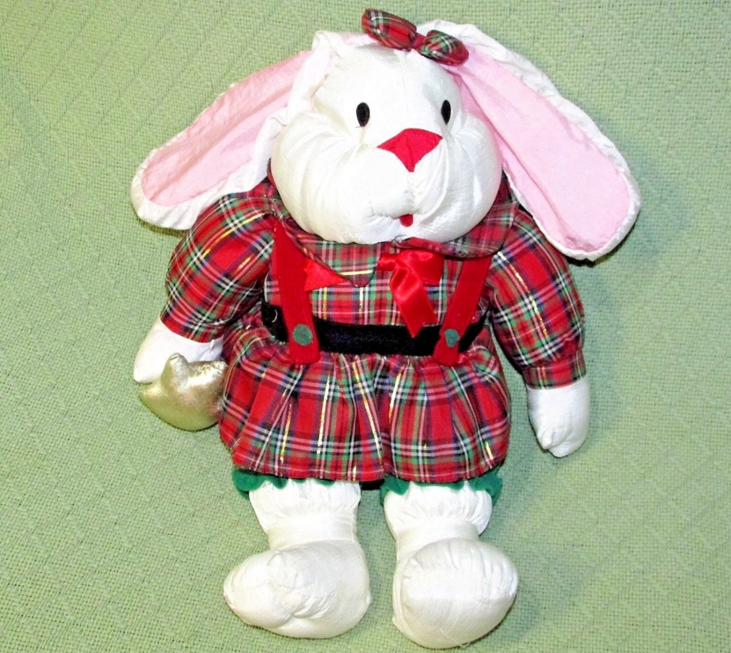 1993 NYLON BUNNY 15" International Silver Plush Stuffed RABBIT White ...
