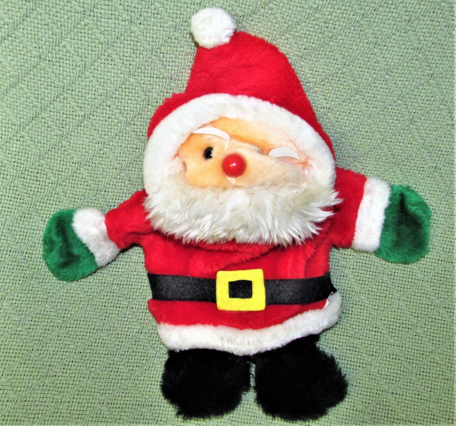 VINTAGE SANTA HAND PUPPET STUFFED ANIMAL MOVING MOUTH 13" CHRISTMAS ...