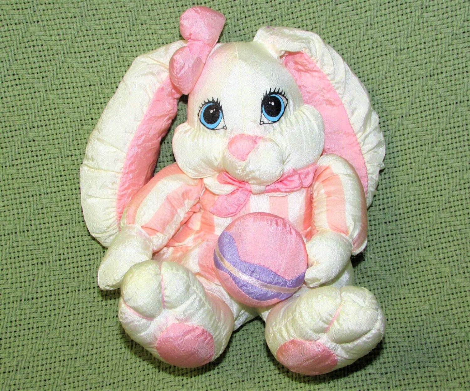 VINTAGE TRENDMASTERS NYLON BUNNY PLUSH 1992 EASTER RABBIT PINK WHITE 6 ...