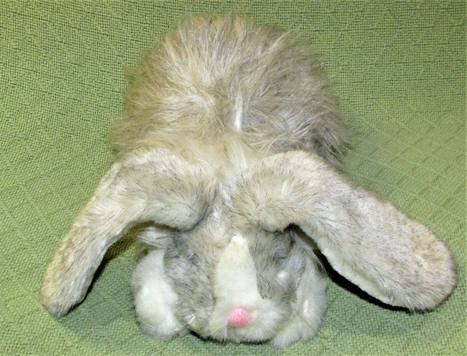 1989 FIESTA RABBIT PLUSH 14" VINTAGE GREY LONG EARED BUNNY STUFFED ...